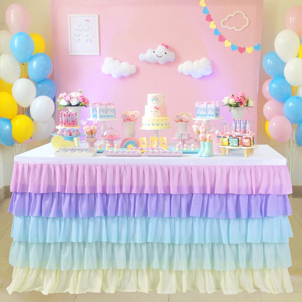 WHAMVOX 5-Layer Colorful Table Skirt for Party Decorations, Wedding ...