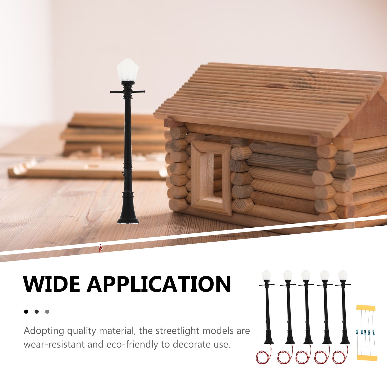 WHAMVOX 5 Lights Model Lamp Post Set for Micro Landscape with Black ABS ...