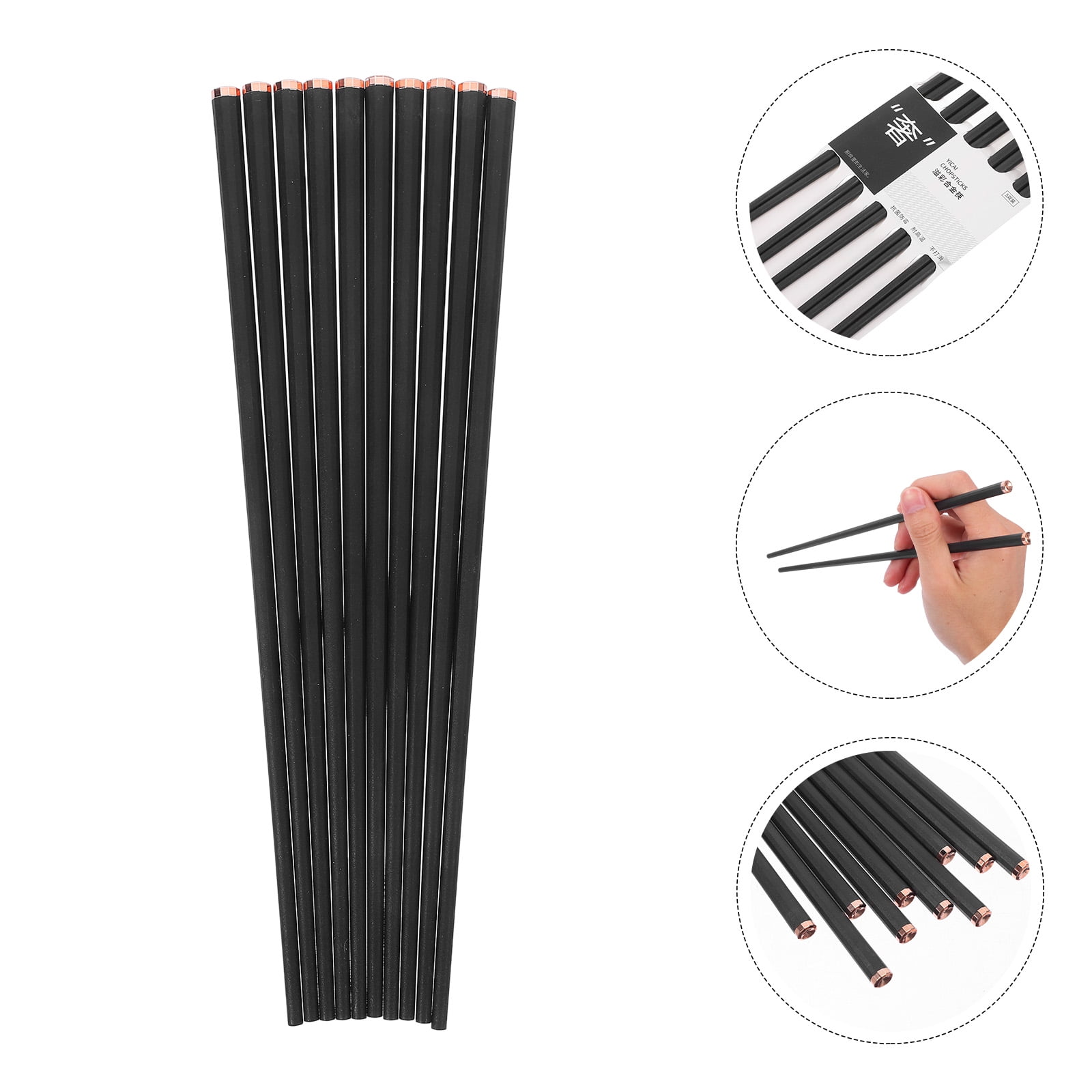 WHAMVOX 5 Pairs Cooking Chopsticks Eating Mildew-proof Alloy Travel ...