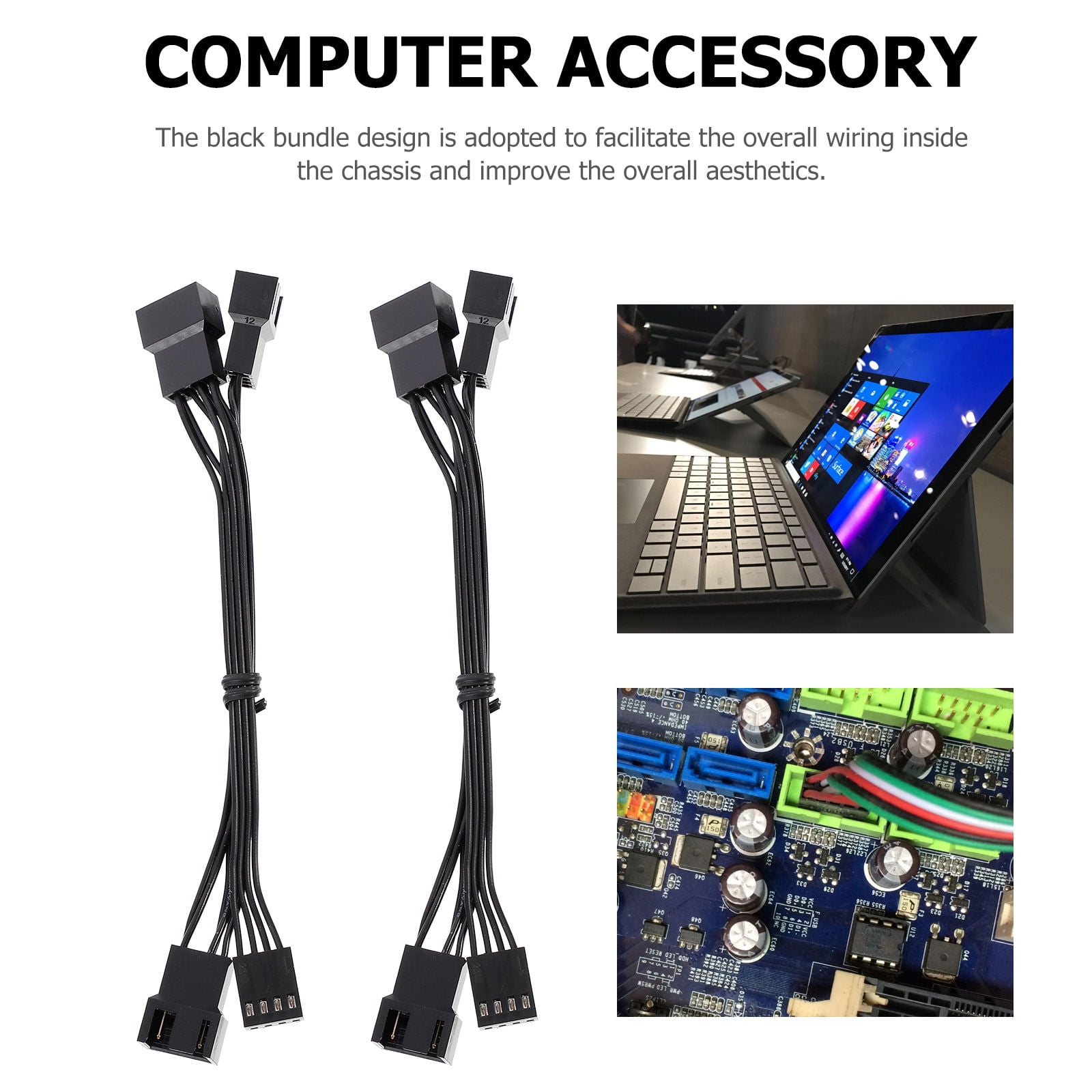 WHAMVOX 5 Pcs CPU Adapter Cable Computer Case Fan Connector Extension ...
