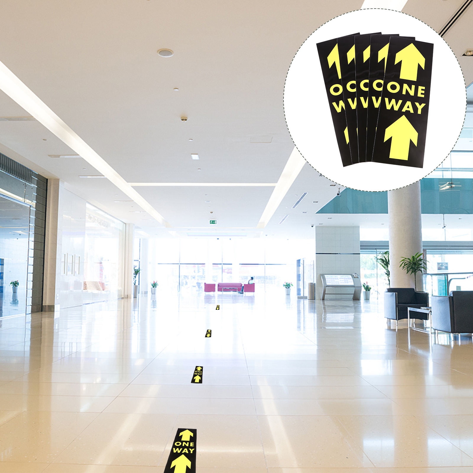 WHAMVOX 5 Pcs Sticker Floor Anti-epidemic Arrow Warning Post One Way ...