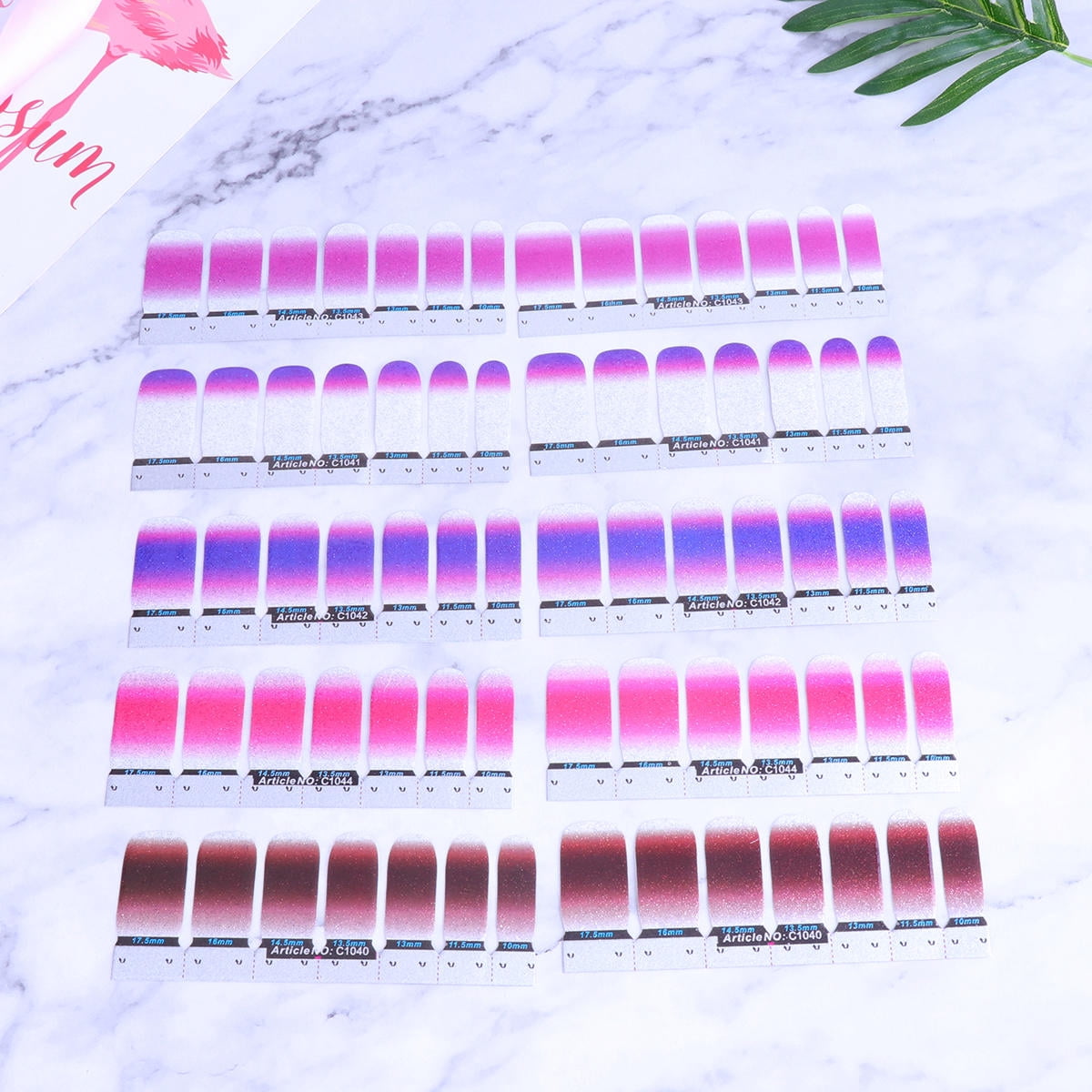 WHAMVOX 5 Sets Gradient Nail Polish Applique Finger Art Sticker Full ...