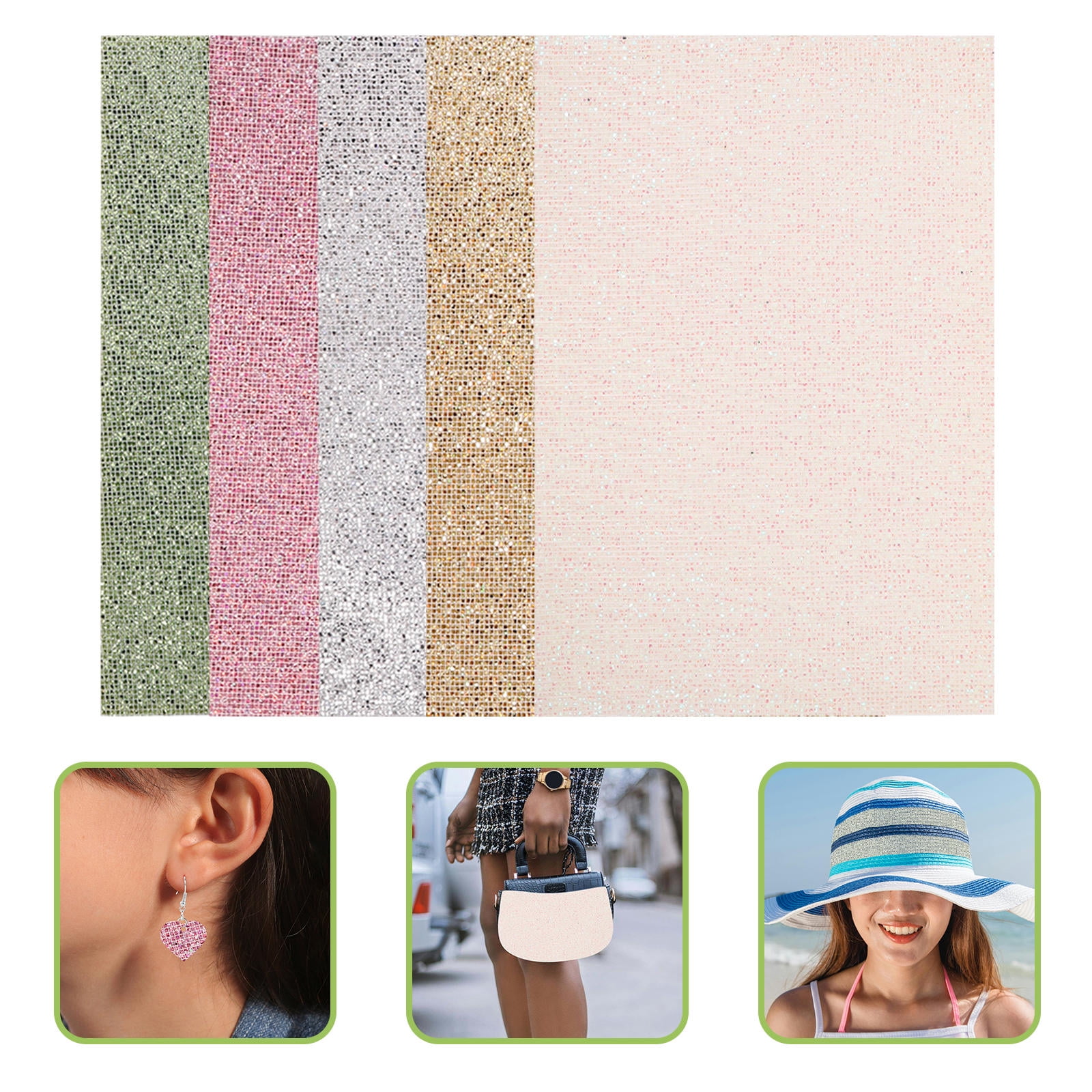 WHAMVOX 5 Sheets of Faux Leather Sheets Craft Making Leather Glitter Grid Leather Sheets Multi ...