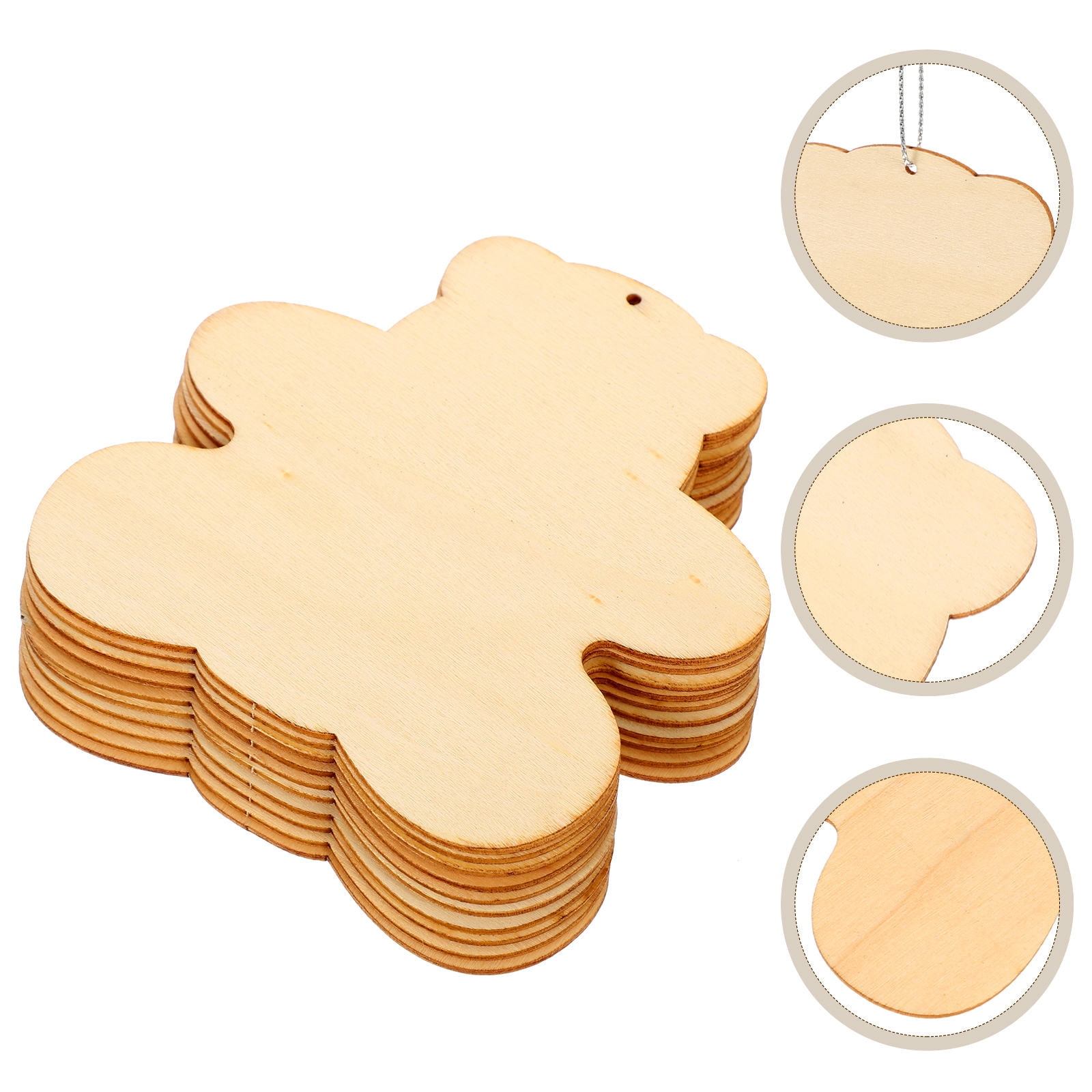 Luxshiny Bear Shaped Hand-Painted Slices Wooden Light Yellow For Party ...