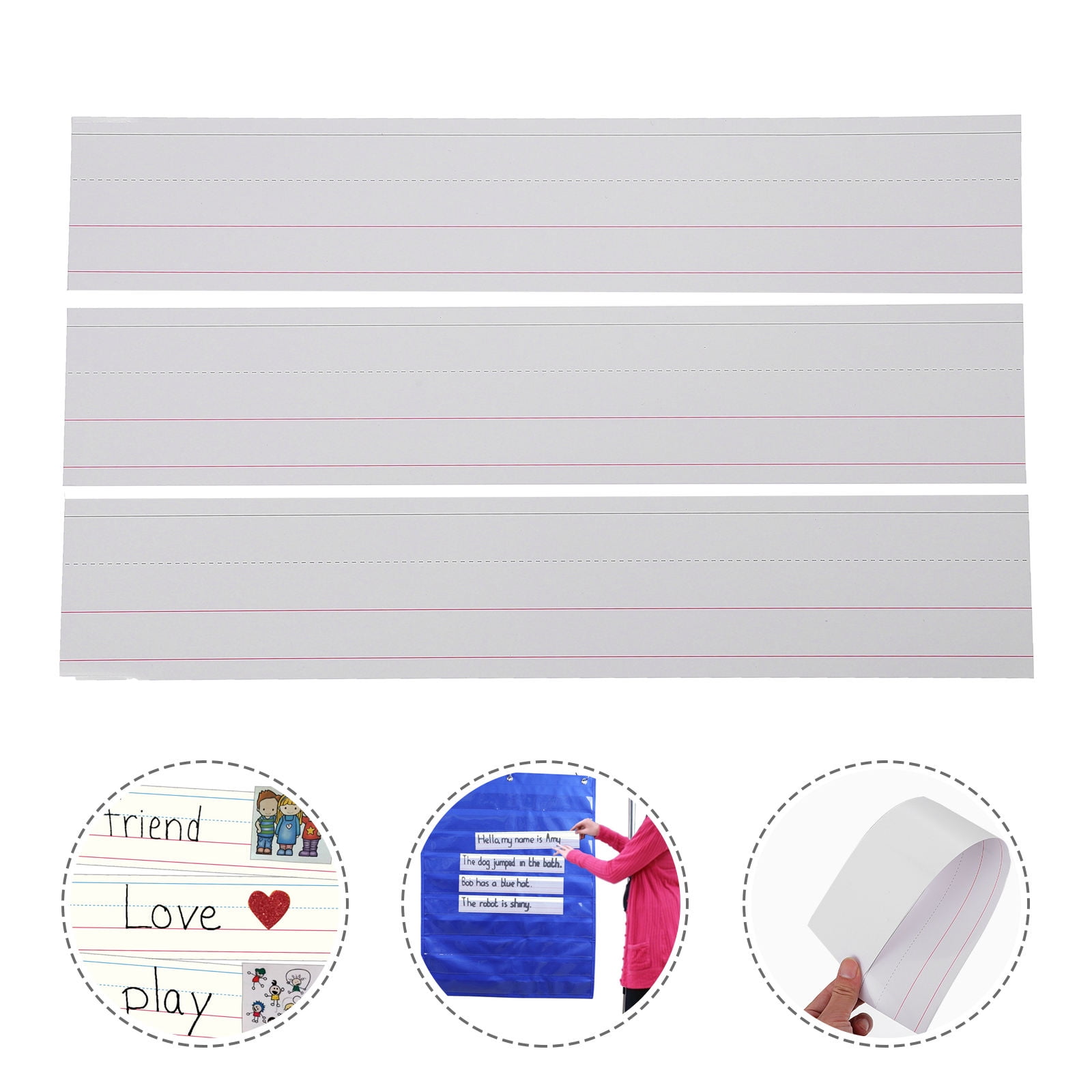 WHAMVOX 50 Pcs Dry Erase Sentence Strips Alphabet Teaching Card ...