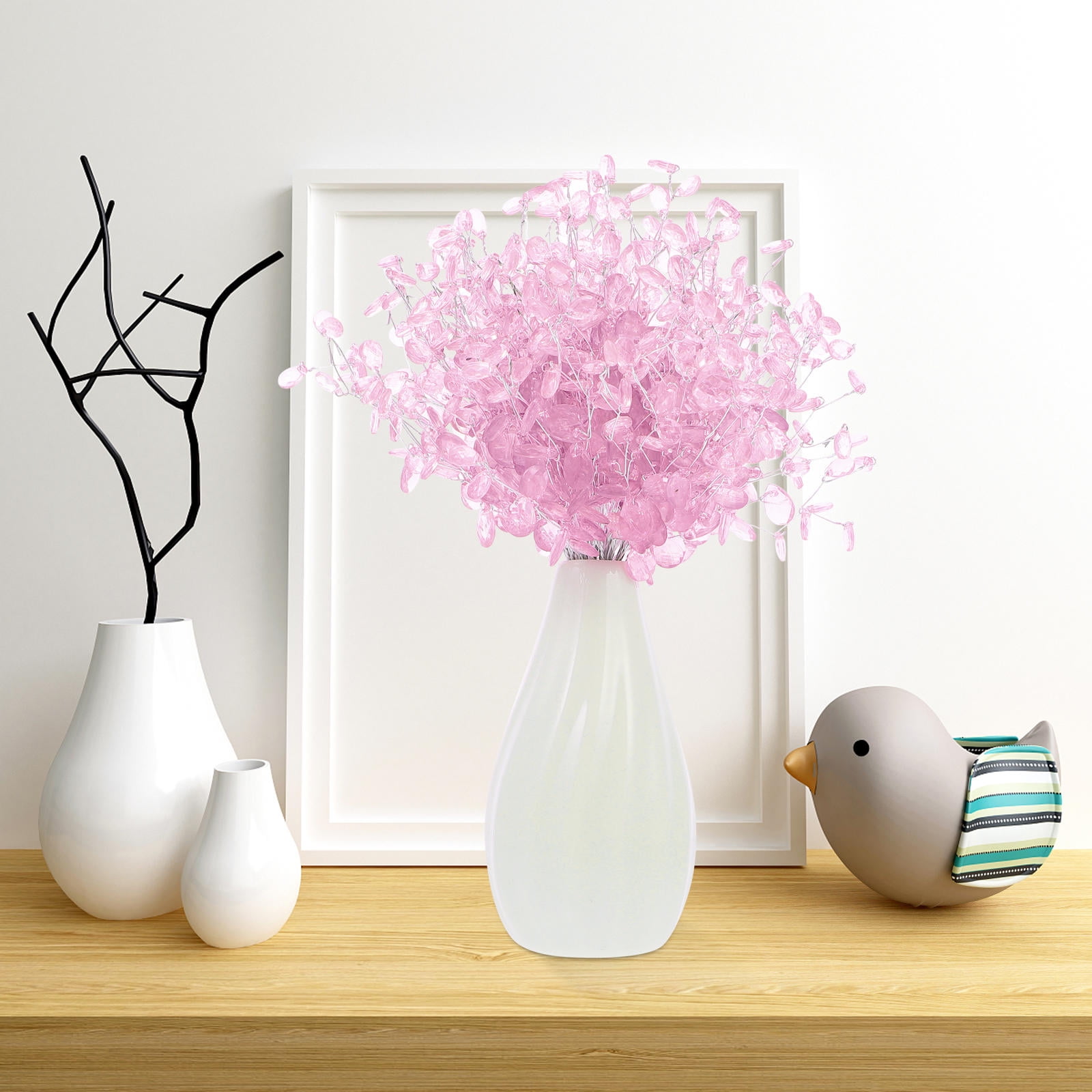 Luxshiny Flower Shape Fake Flower Decoration Acrylic Pink 50Pcs 5.5x1 ...