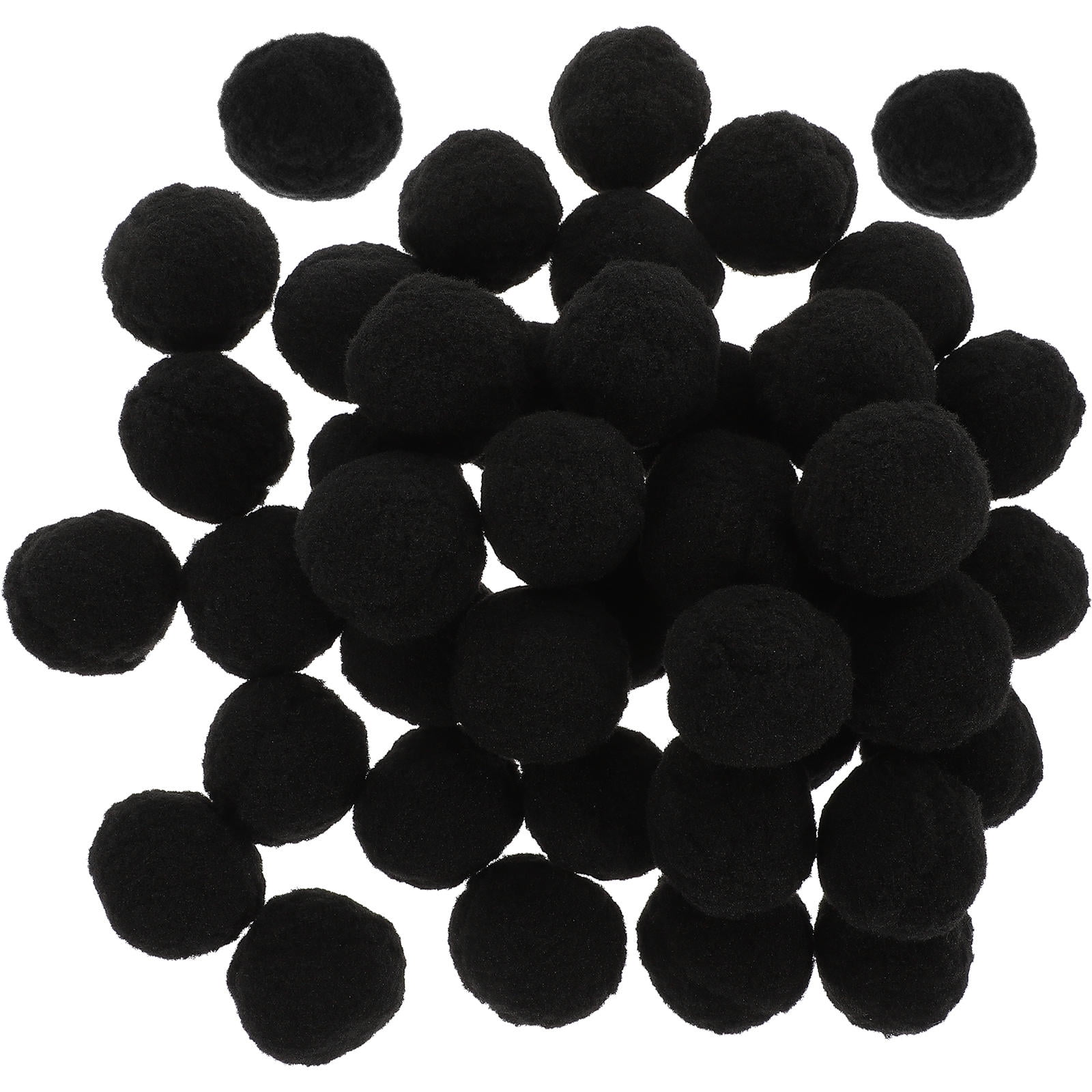 HOOWIFFY Small Puff Balls For Crafts Black Polyester 50Set Supplies ...