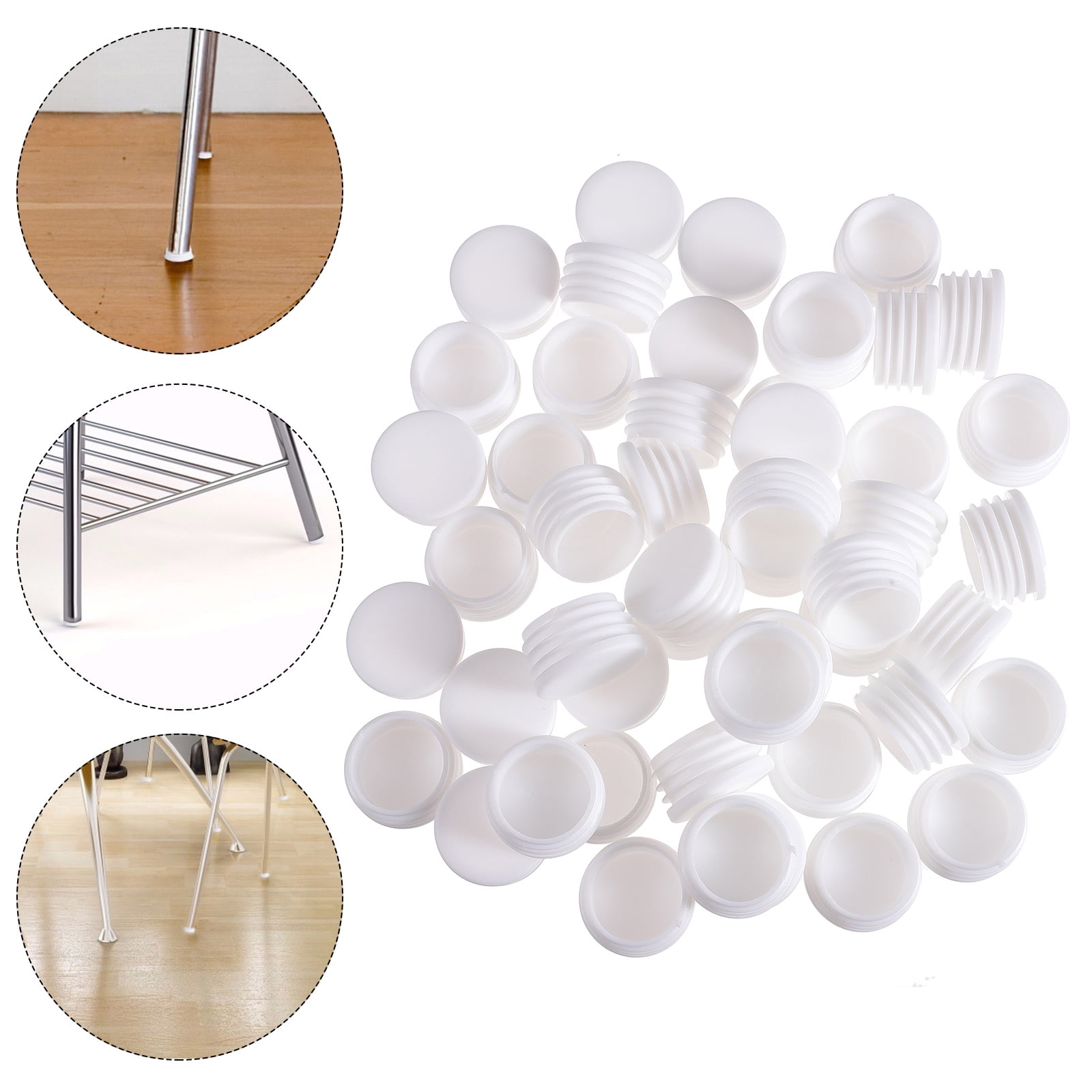 WHAMVOX 50 Pcs Round Pipe Plug Chair Leg Floor Protector Furniture End ...