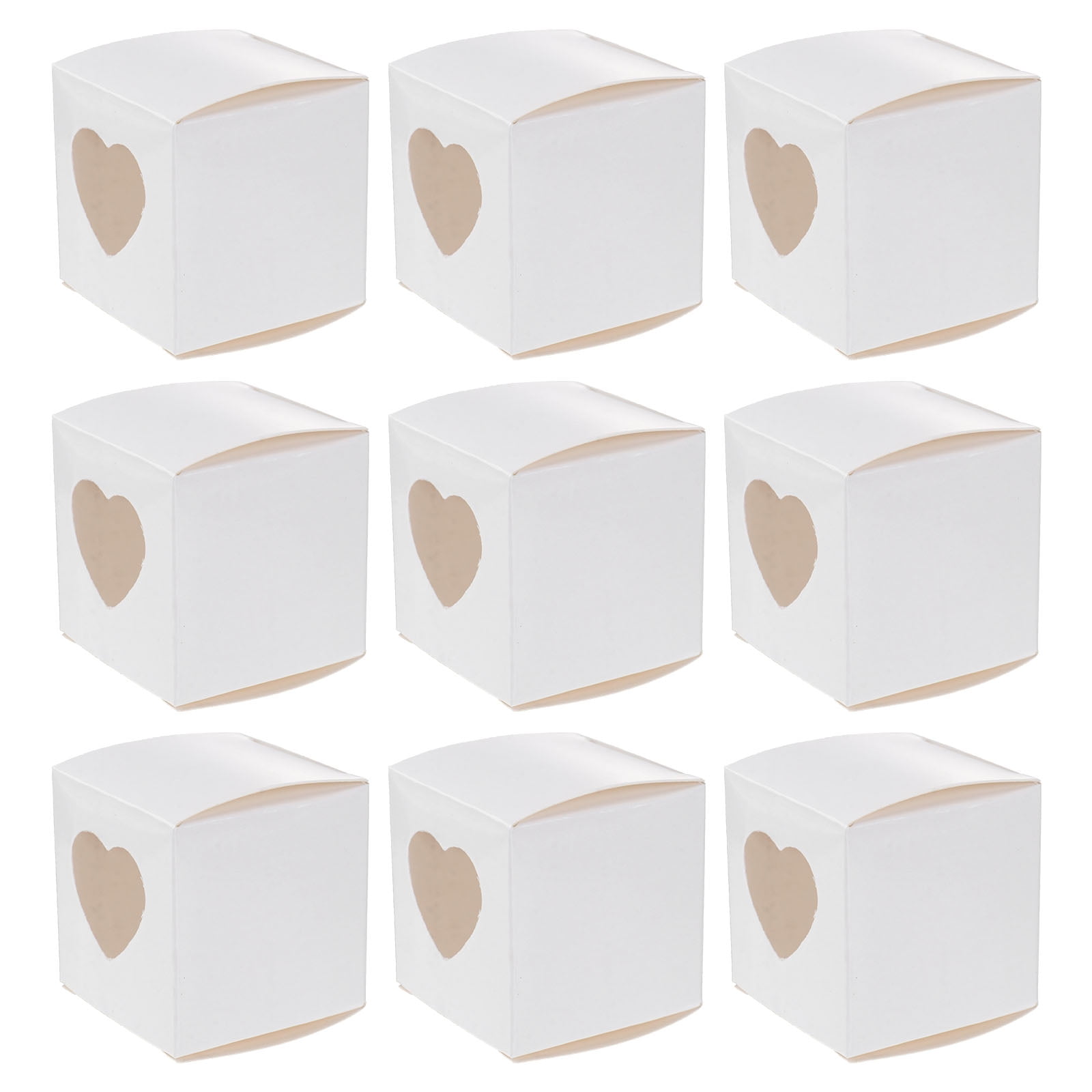 WHAMVOX 50 Pcs Square Kraft Paper Candy Boxes PVC Transparent Heart ...