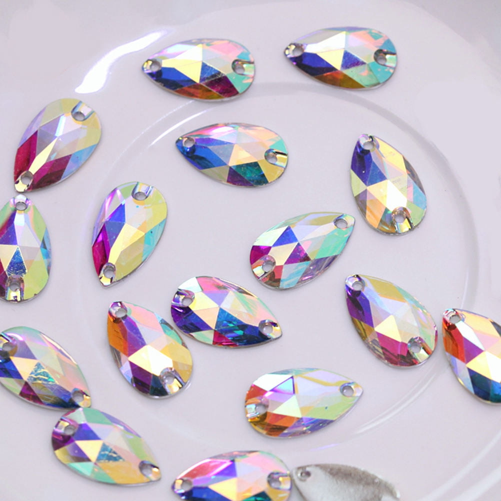 WHAMVOX 50 Pcs Water Drop Resin Drill Teardrop Shape Rhinestone Sew ...