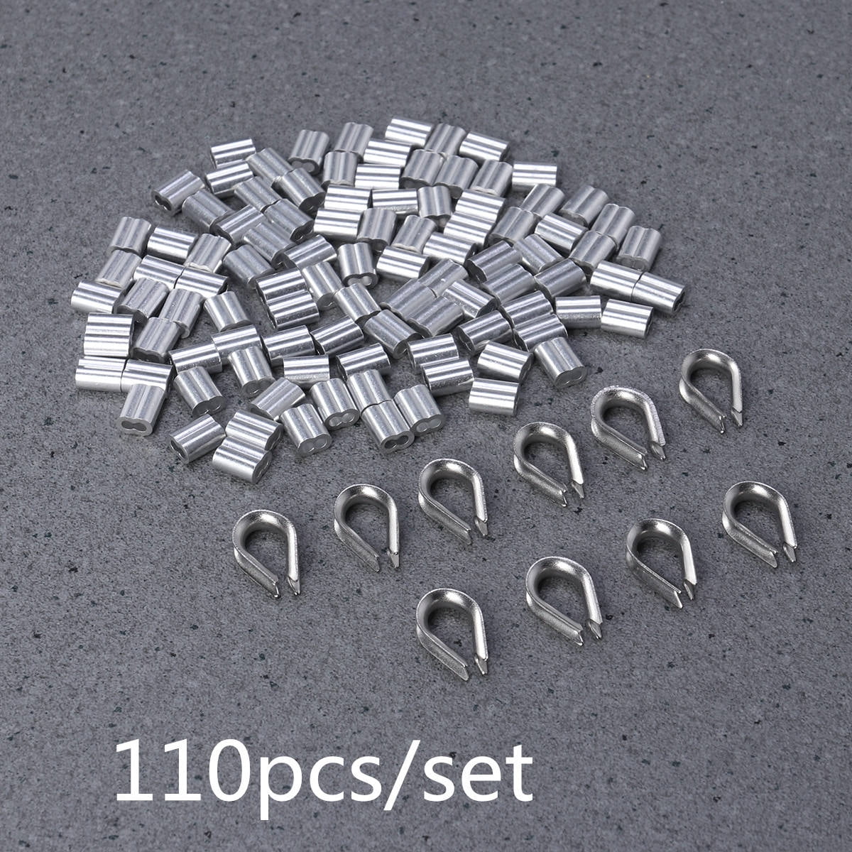 WHAMVOX 50 Pcs Wire Rope Chuck Shaped Aluminum Sleeves Clip Fittings ...