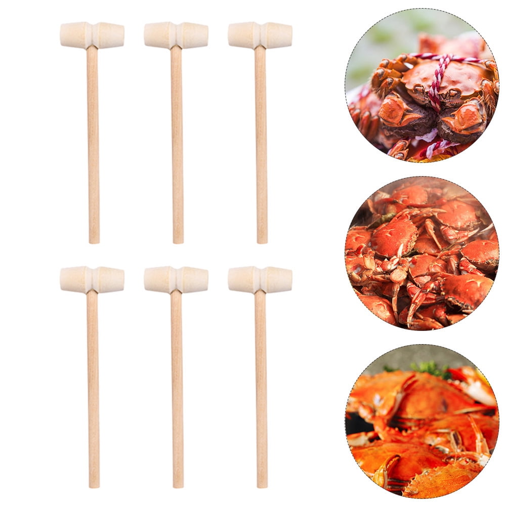 ROMANSENTIAL Wooden Crab Mallet Log Color Kids Craft Making 50Pcs 5.5x1 ...