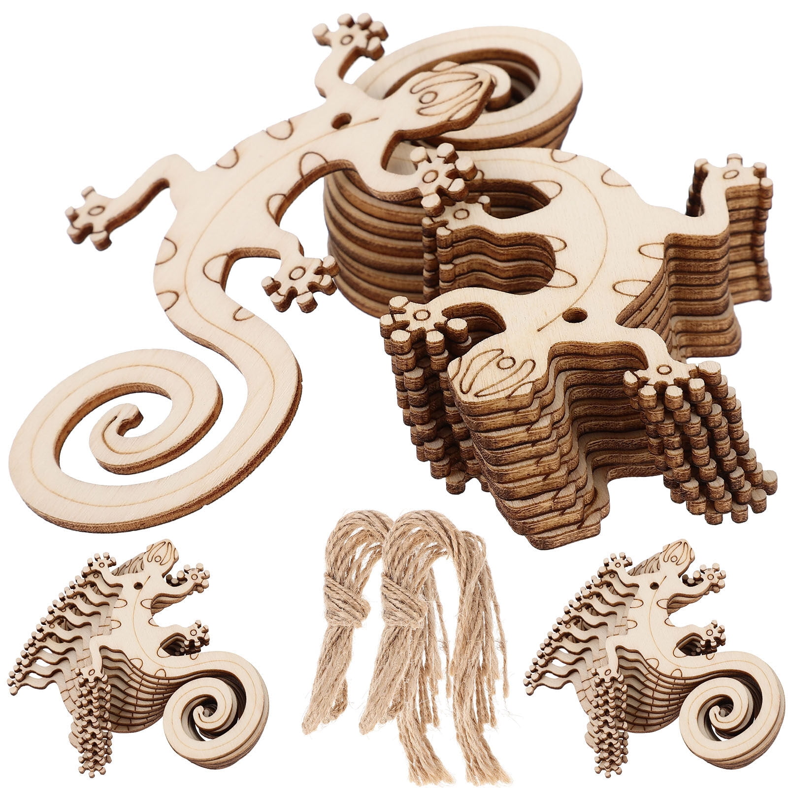 WHAMVOX 50 Sets Reptile Lizard Cutouts Wood Chip Painting DIY Crafts ...