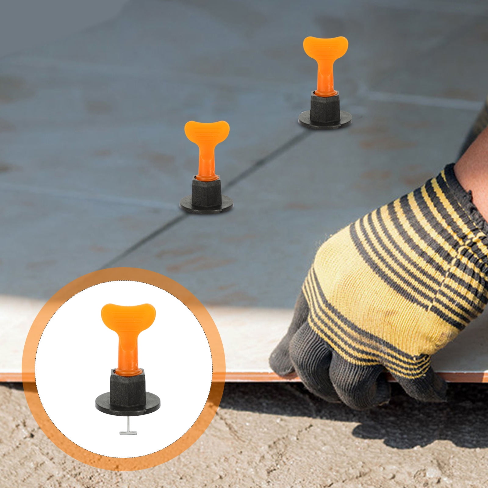 COMPUKAS Ceramic Tile Levelers Reusable Adjustable Orange 50Sets 2.8x1 ...