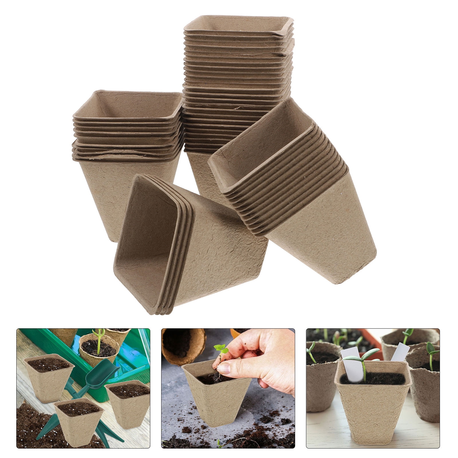 WHAMVOX 50PCS Mini Nursery Pots Kids Gardening Paper Pots with Drainage ...