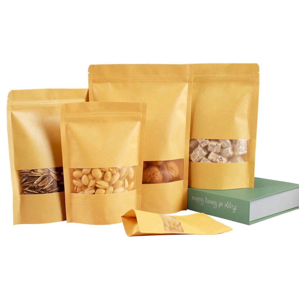 HOOWIFFY Paper Stand Up Bags Khaki Paper Bag 50Pcs 5.9x3.9in - Walmart.com