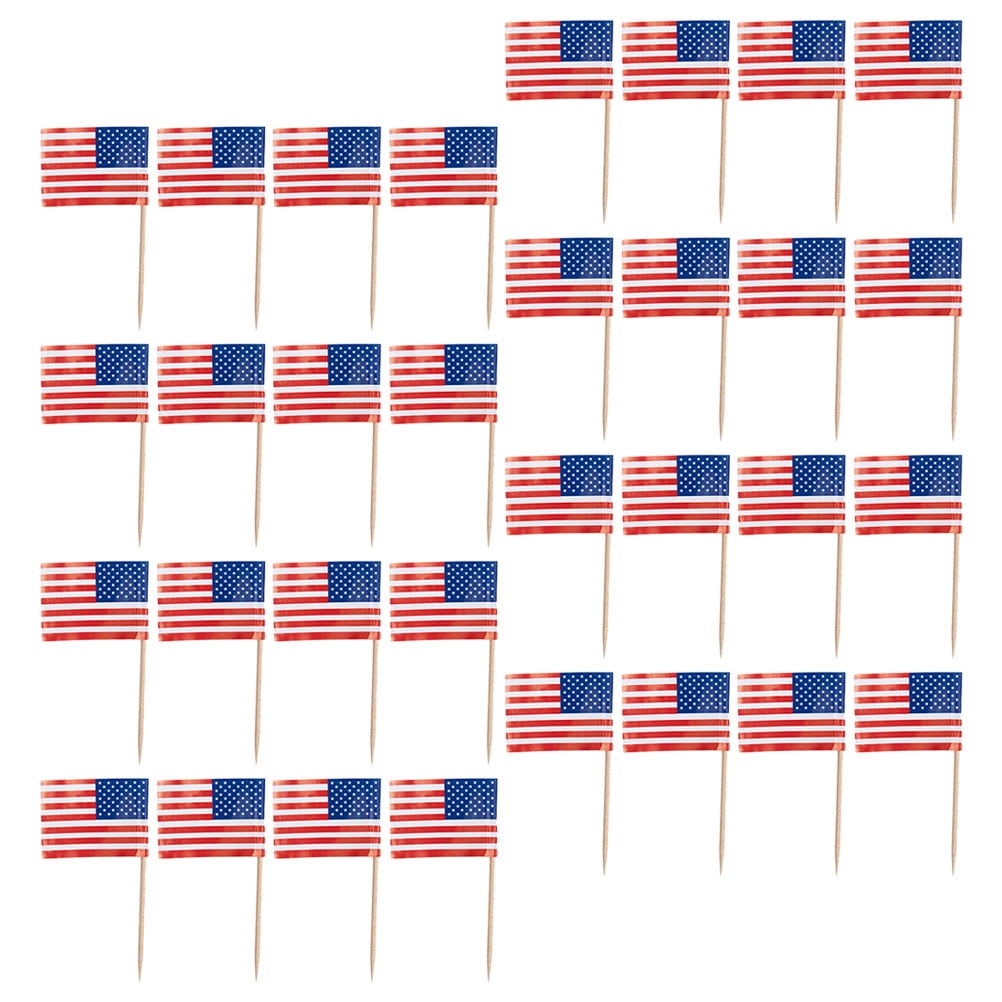 WHAMVOX 50Pcs Multi Color American Flag Toothpicks for Patriotic Events ...
