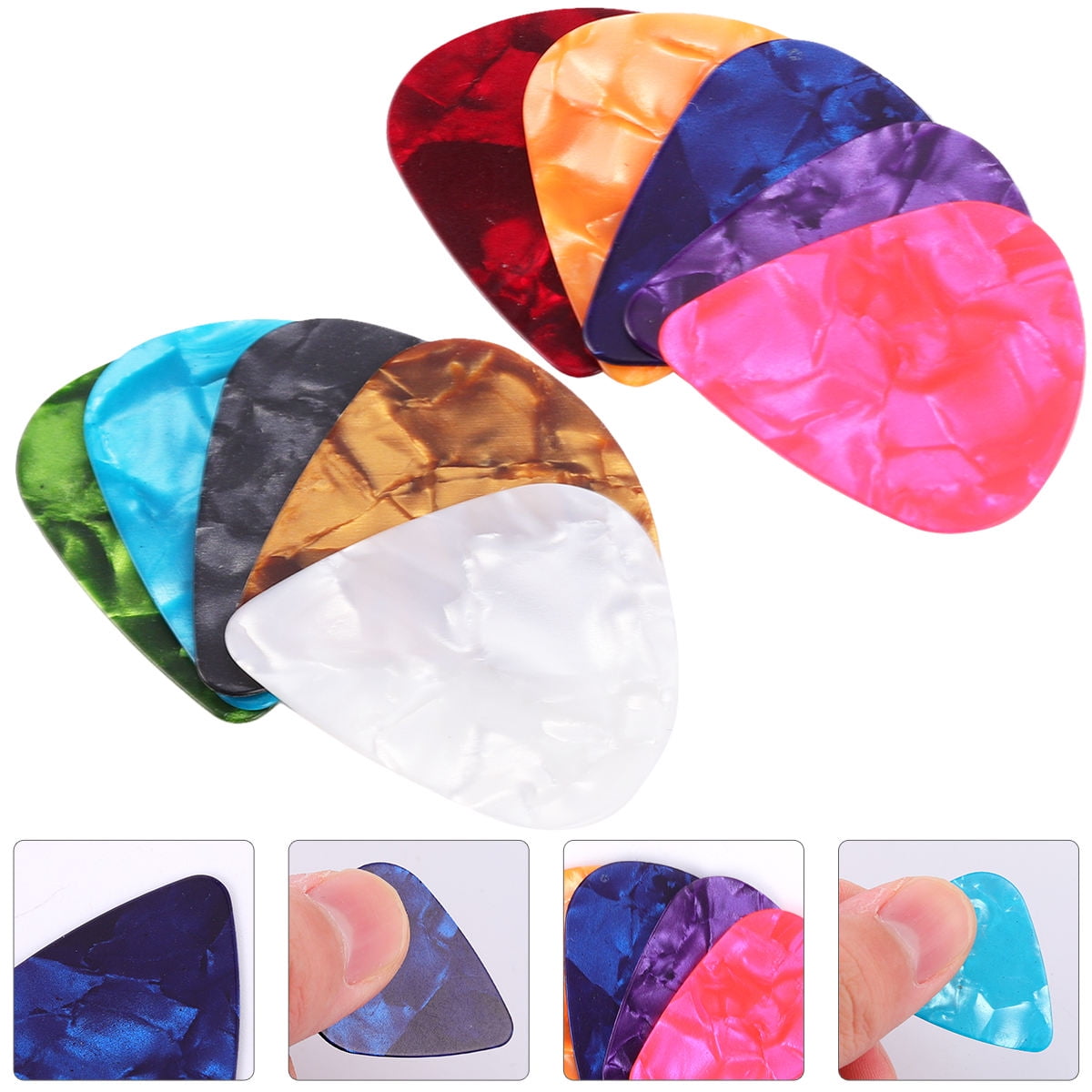 WHAMVOX 50Set Assorted Color Wide Design Plastic Triangle Guitar Picks ...