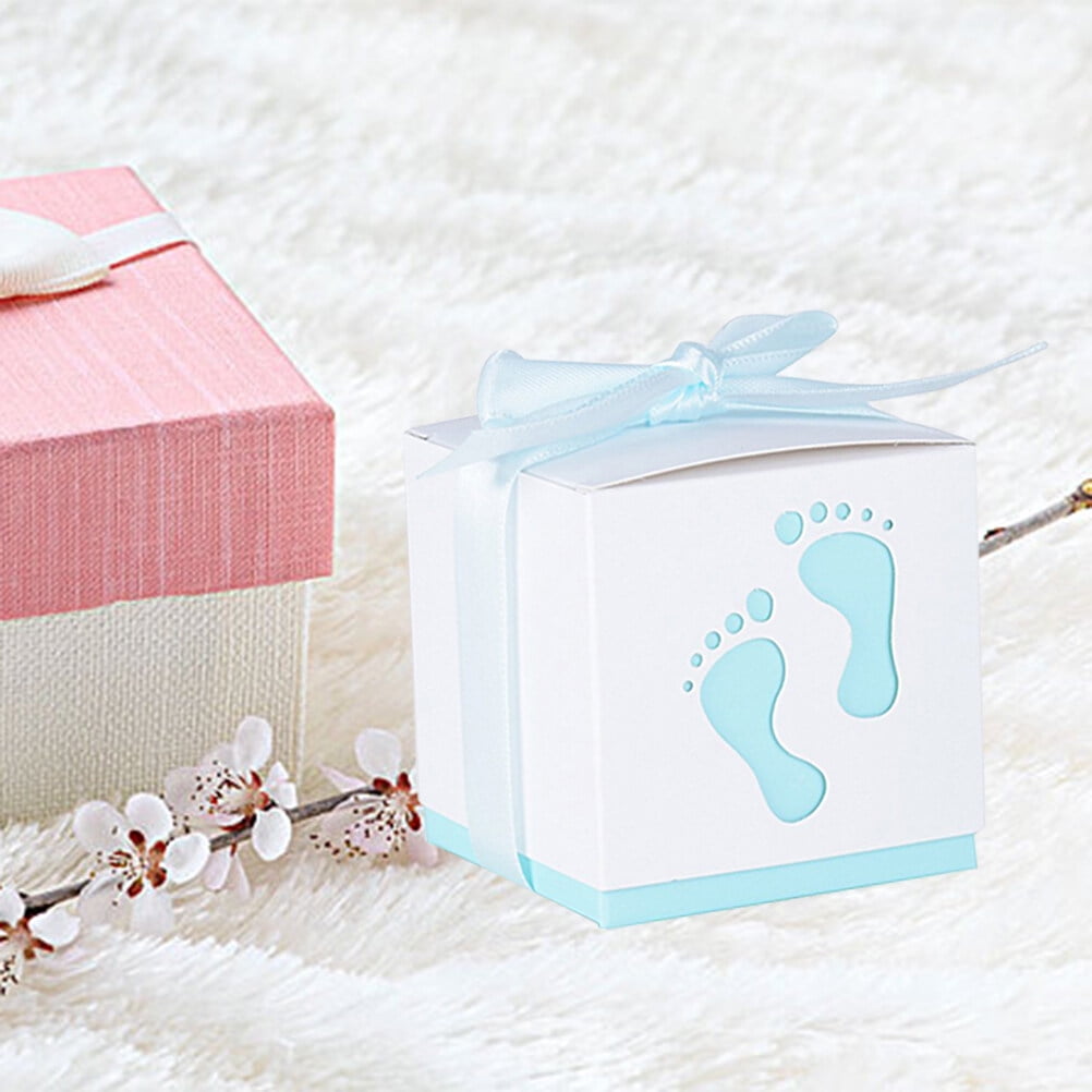 WHAMVOX 50pcs Footprint Candy Boxes Sweet Gift Boxes Christening Baby ...