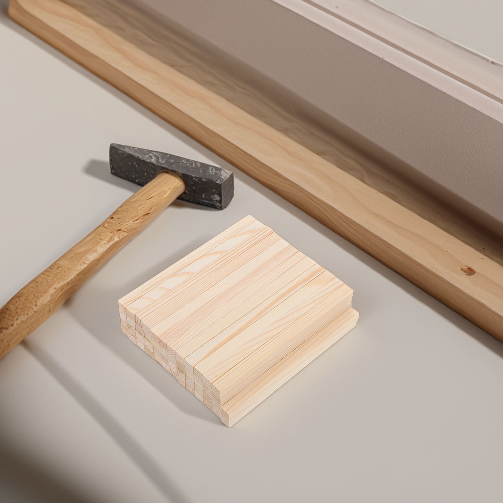 WHAMVOX 50pcs Small Wooden Square Sticks Wood Craft Sticks Unfinished ...