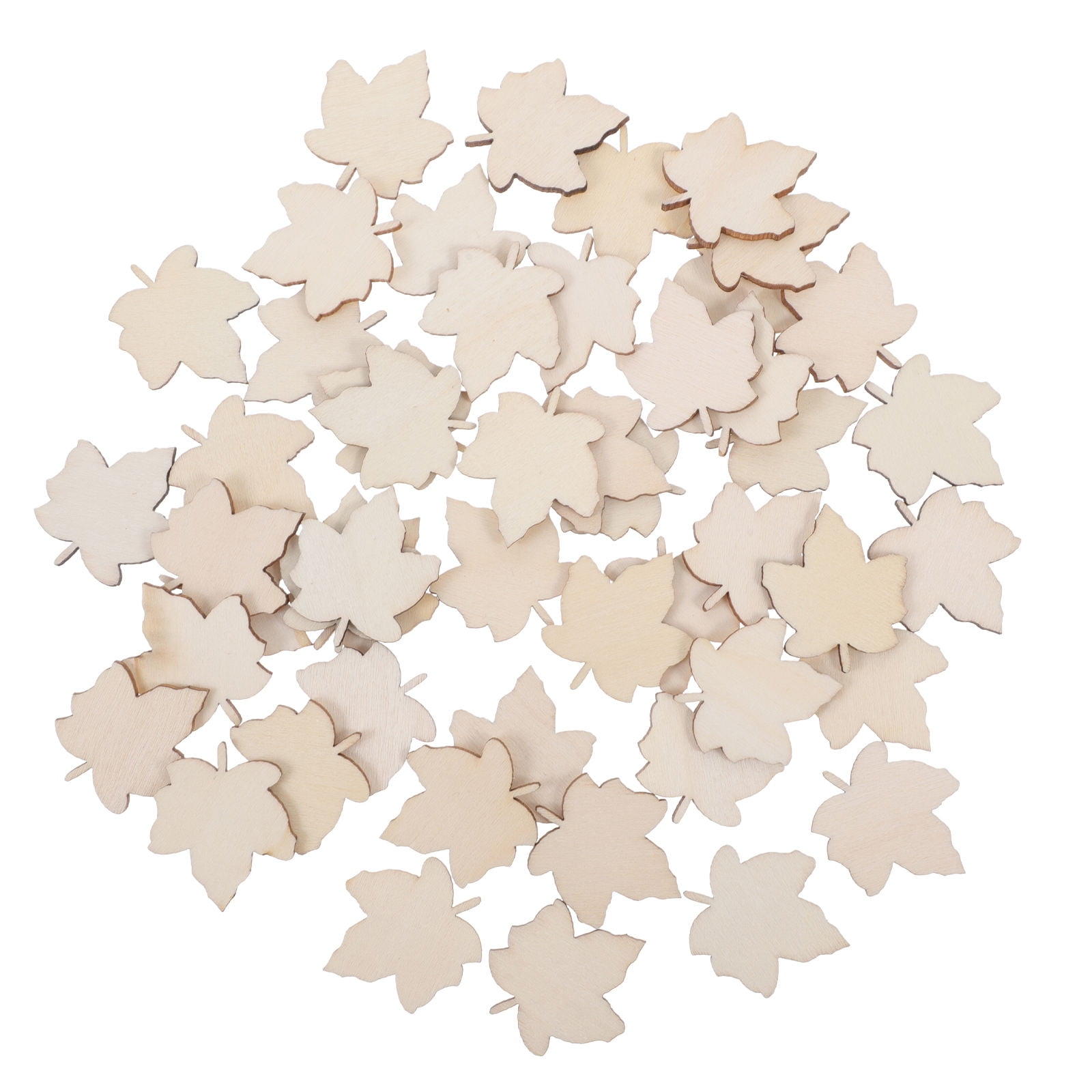 WHAMVOX 50pcs Unfinished Wooden Cutouts Graffiti Marple Leaves Cutouts ...
