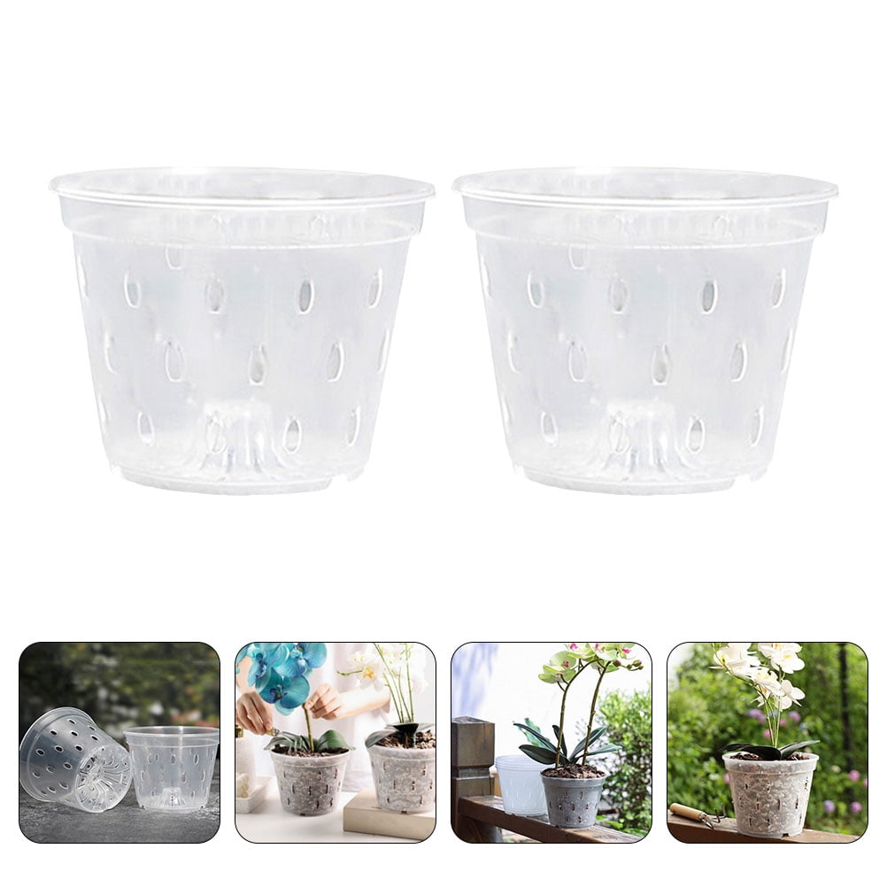 WHAMVOX 5Pcs Orchid Pots with Holes Plastic Flower Plant Pot Breathable Slotted Orchid Planters ...