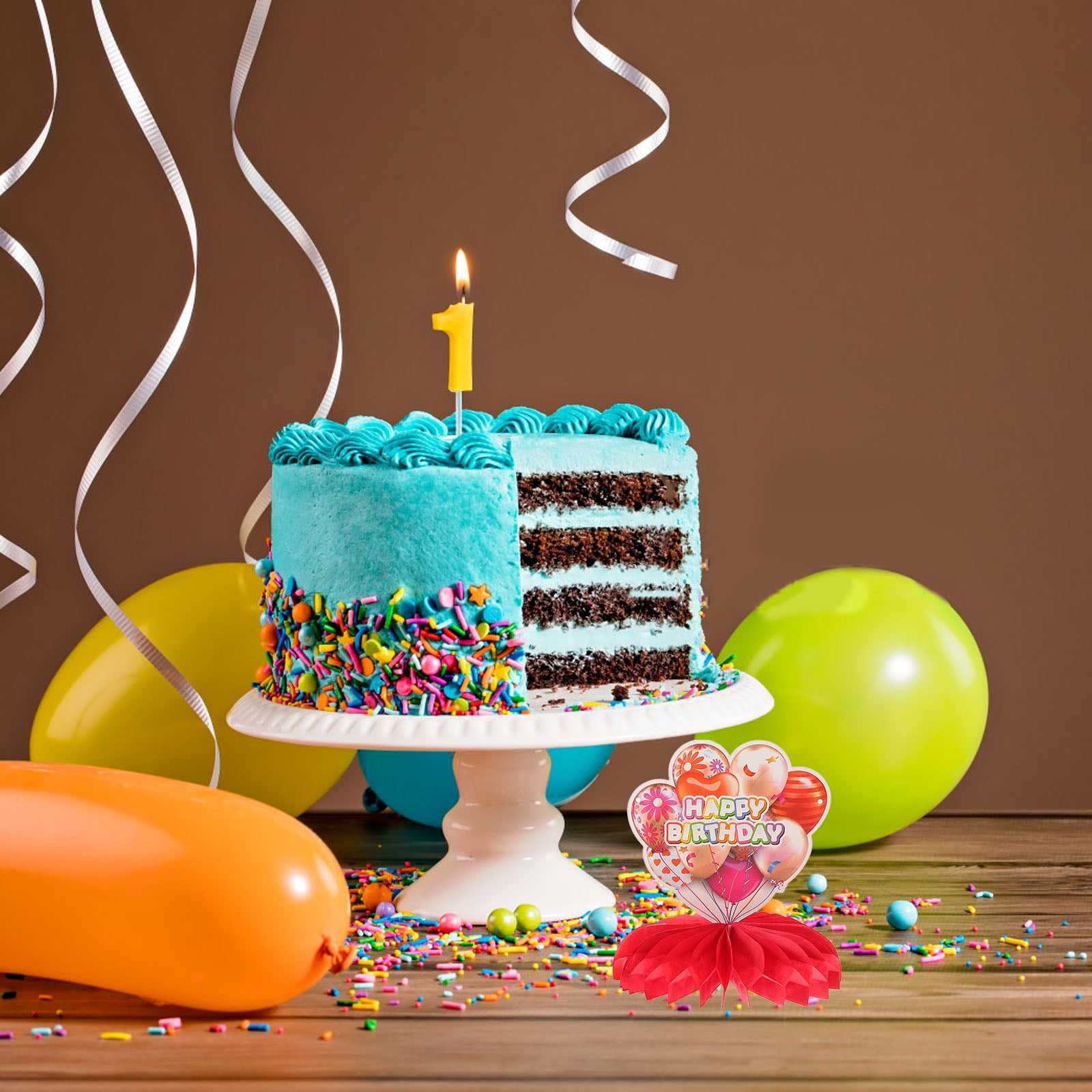 WHAMVOX 5pcs Happy Birthday Party Decorations Honeycomb Table ...