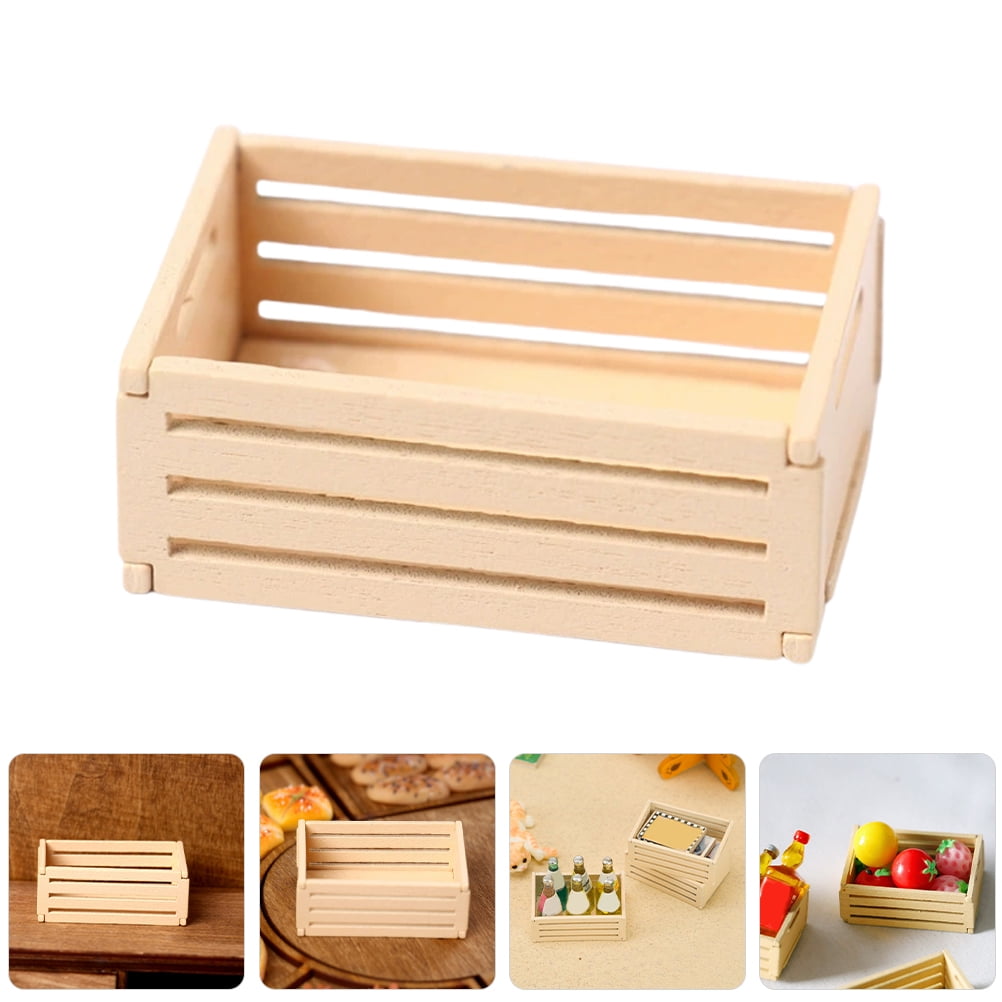 WHAMVOX 5pcs Miniature Dollhouse Crates Doll House Storage Basket ...