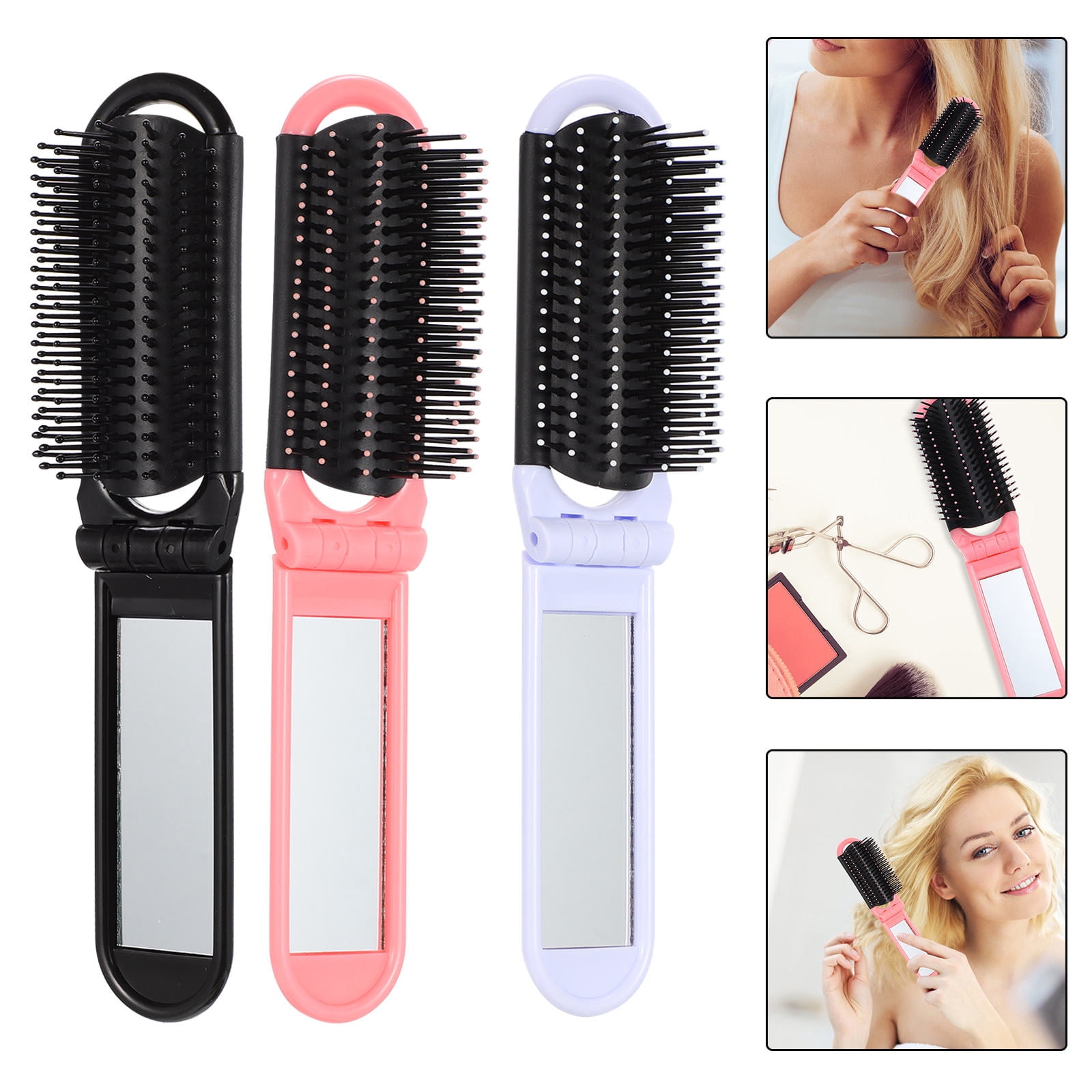 WHAMVOX 6 Pcs Compact Hair Brush Foldable Travel Hairbrush Detangler ...