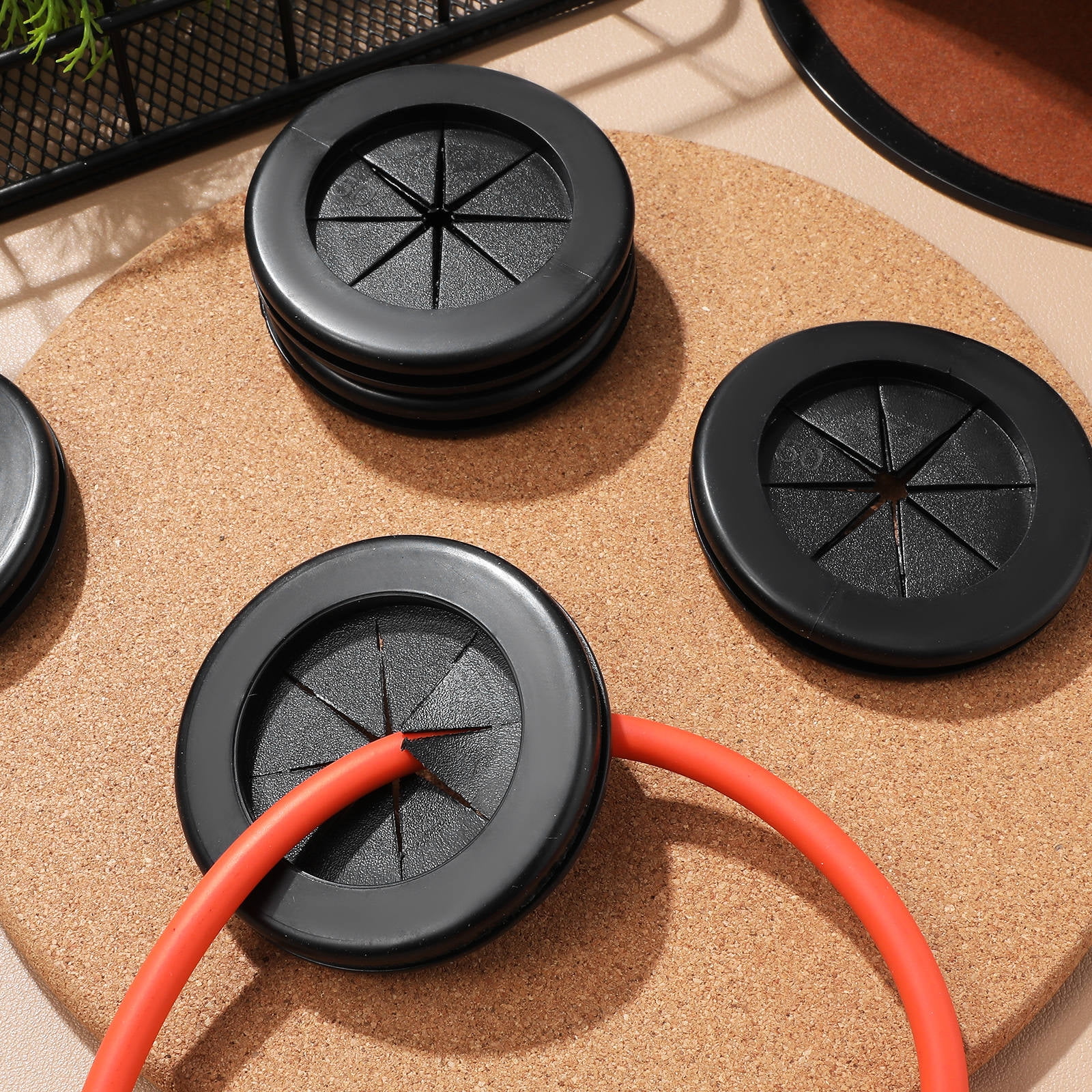 WHAMVOX 6 Pcs Desk Cable Hole Grommets Wire Organizer Hole Covers Cord ...