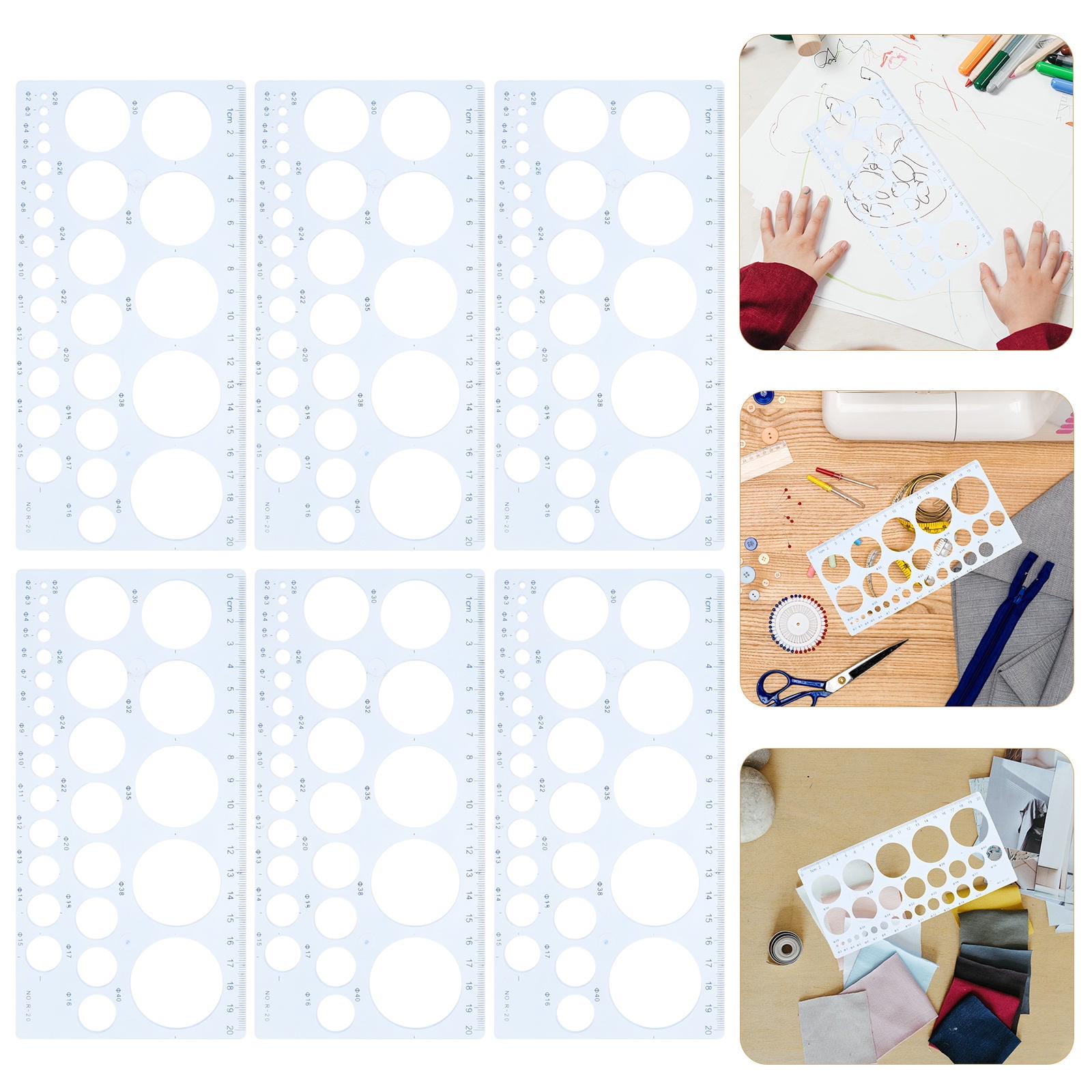 WHAMVOX 6 Pcs Number Stencils Drawing Template Ruler Drafting Student ...