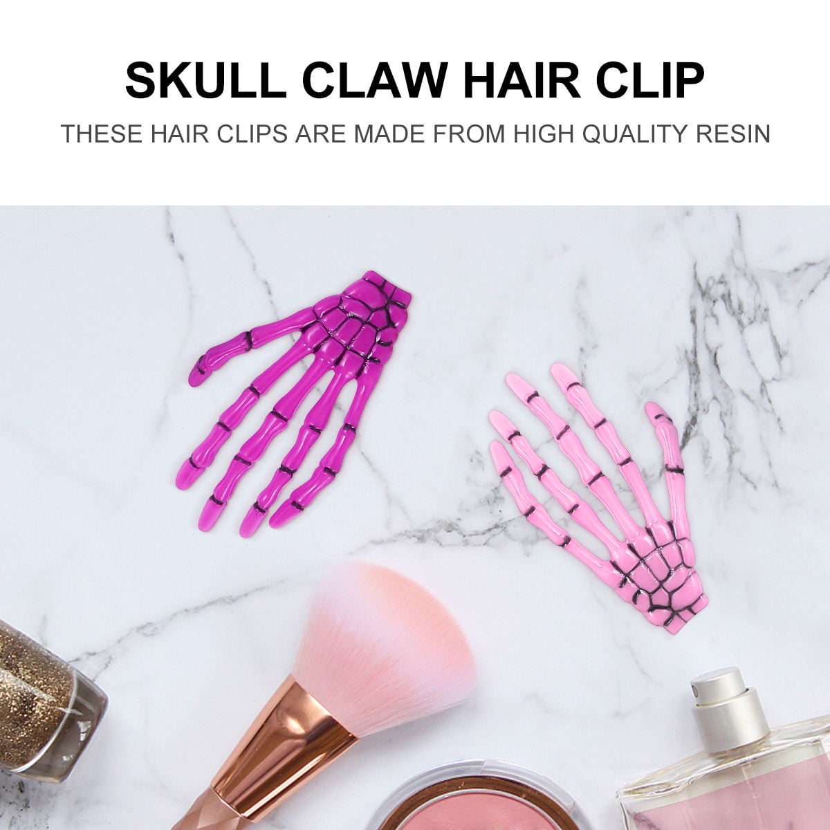 WHAMVOX 6 Pcs Skull Hair Clips Skeleton Hand Bone Eye-catching ...