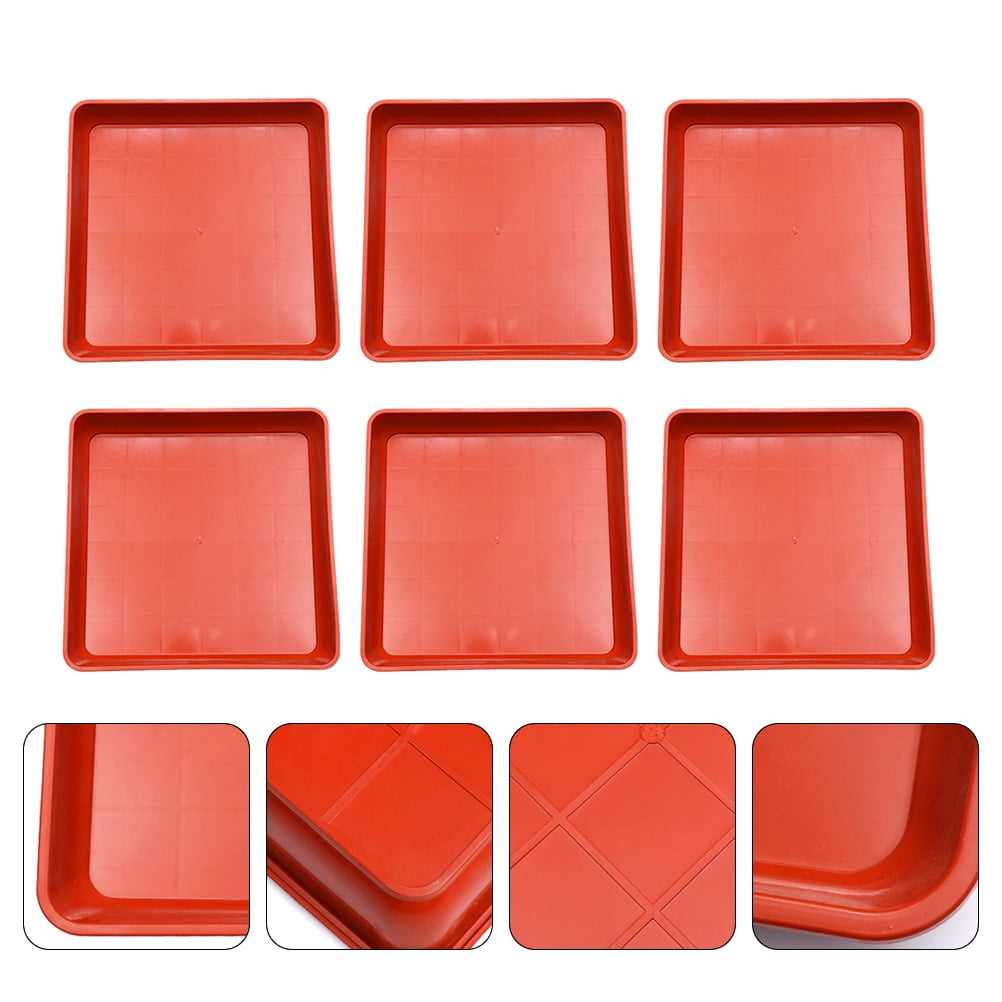 WHAMVOX 6 Pcs Square Planter Tray Pots Succulent Planters Plants Red ...