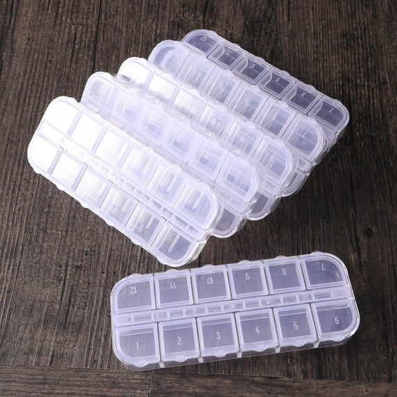 WHAMVOX 6 Pcs Storage Box Plastic Container Transparent Boxes Grids ...