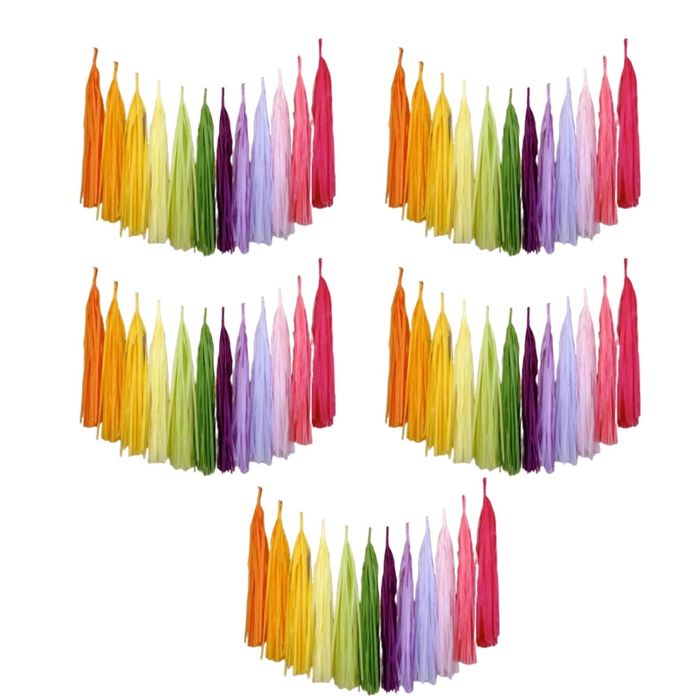 WHAMVOX 60 PCS Pink Garland Decorations Tassel Flag Paper Tassels ...