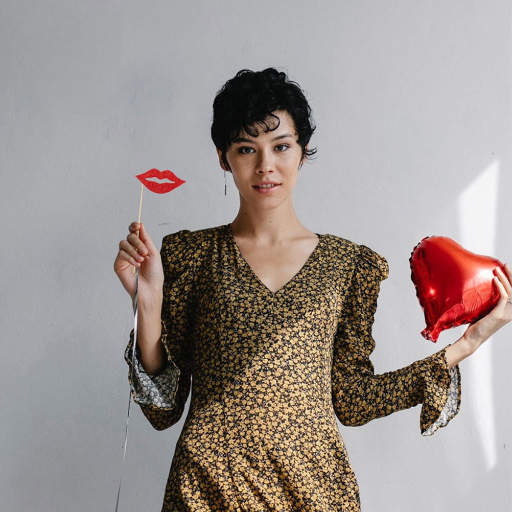 WHAMVOX 60 Pcs Red Lips Photo Booth Props Selfie Photo Props ...