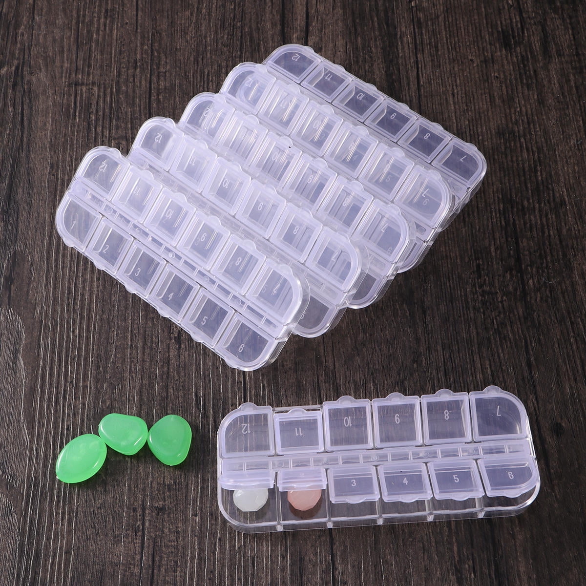 WHAMVOX 6Pcs 12 Grids Transparent Plastic Storage Box Portable Parts ...
