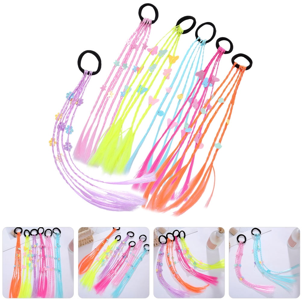 WHAMVOX 6Pcs Braids Hair Extensions for Girls Assorted Color Plastic ...