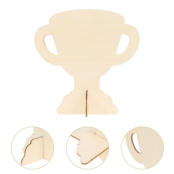 WHAMVOX 6Pcs Diy Trophies Beige Wood Color Trophy Shape Smooth Edges ...