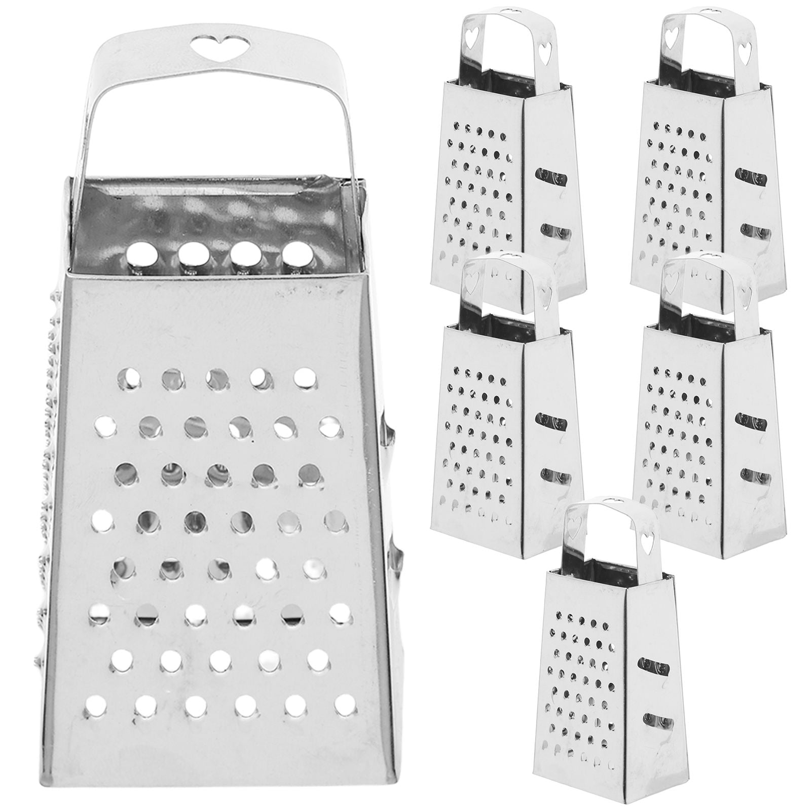 WHAMVOX 6Pcs Silver Four-Sided Box Grater Stainless Steel Coarse Fine ...