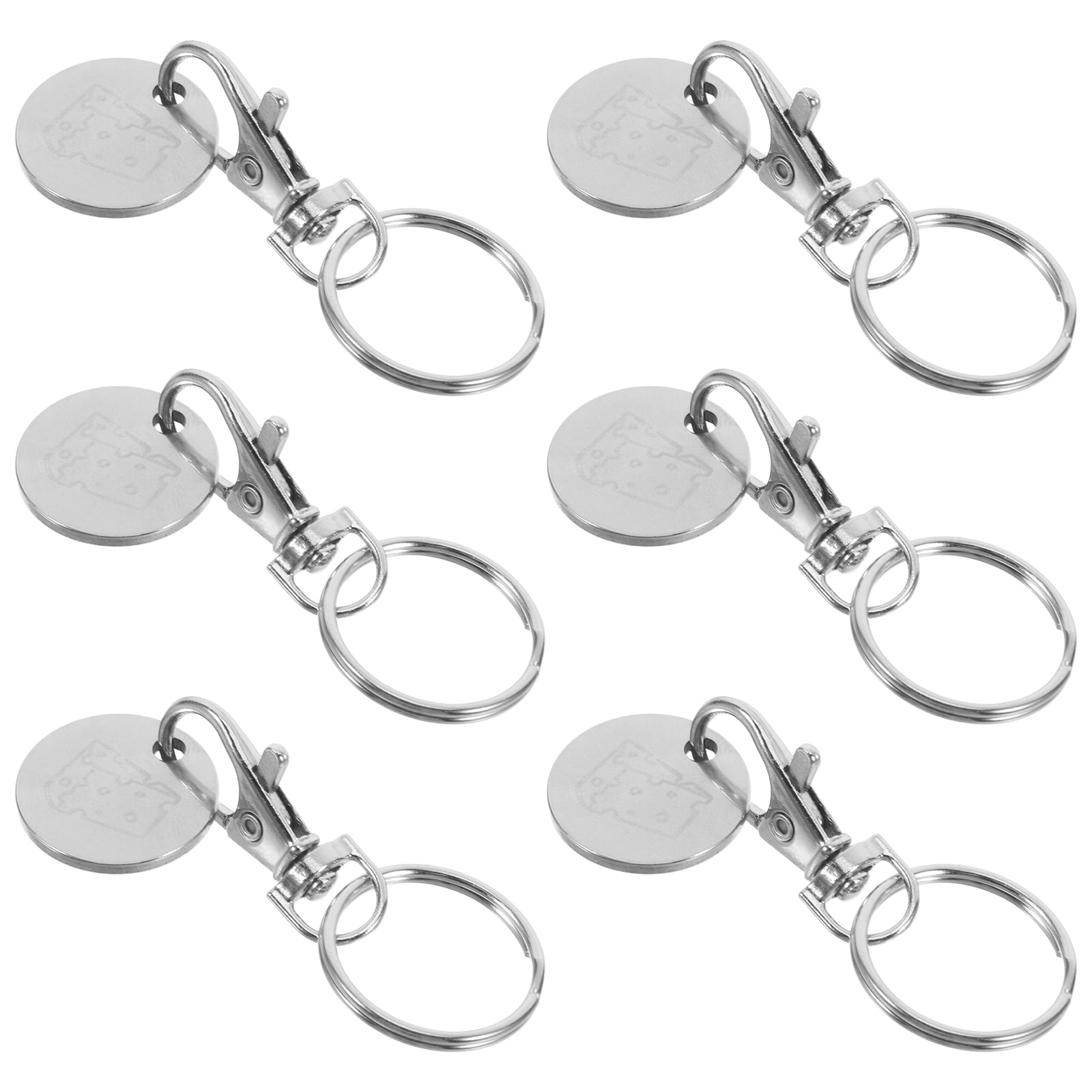 WHAMVOX 6Pcs Silver Rectangular Shopping Trolley Tokens Keyring for ...
