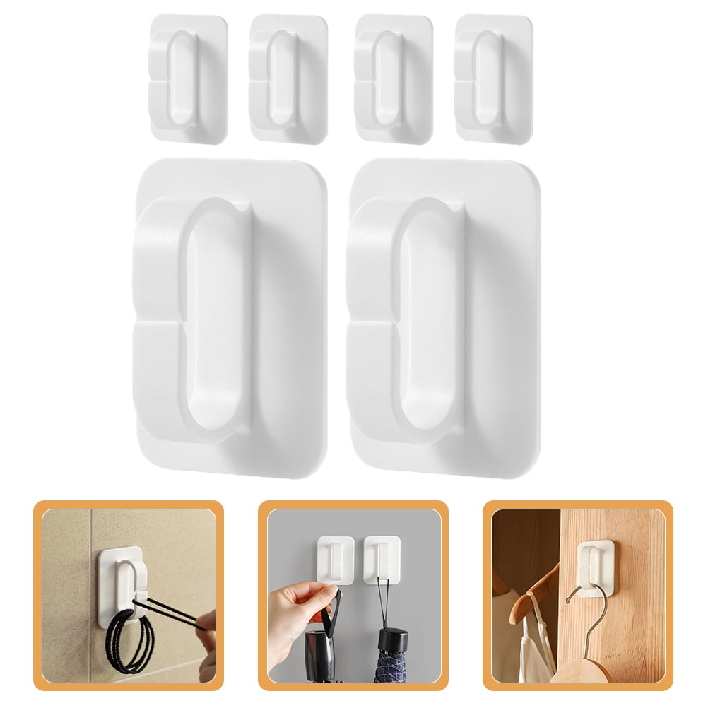 WHAMVOX 6Pcs White Hips Adhesive Hooks Oval Ring Shape Minimalist ...