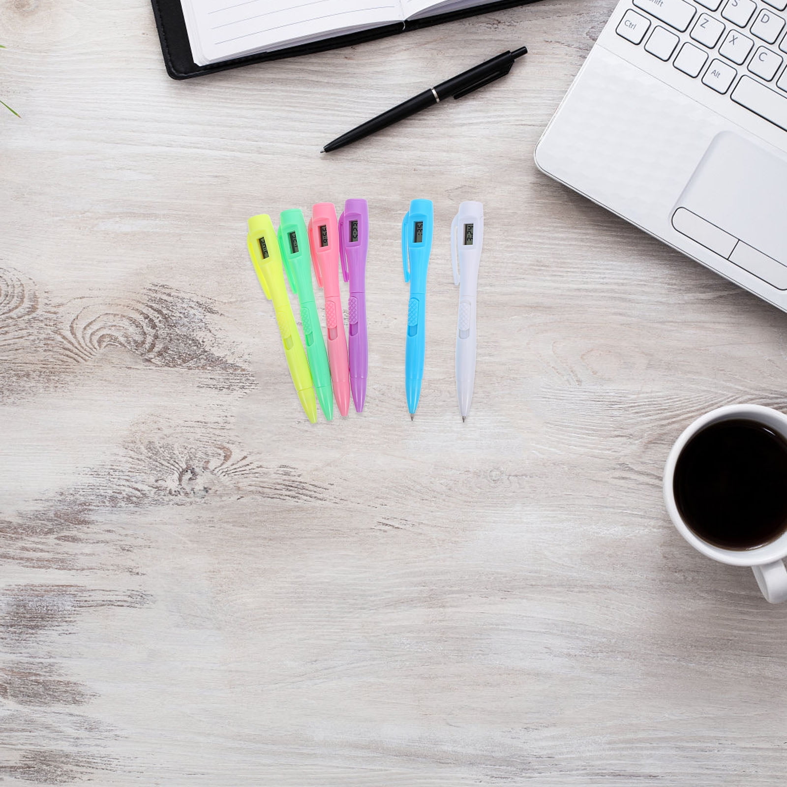 WHAMVOX 6pcs Ballpoint Pen Writing Pen Study Pen with Electrical Clock ...