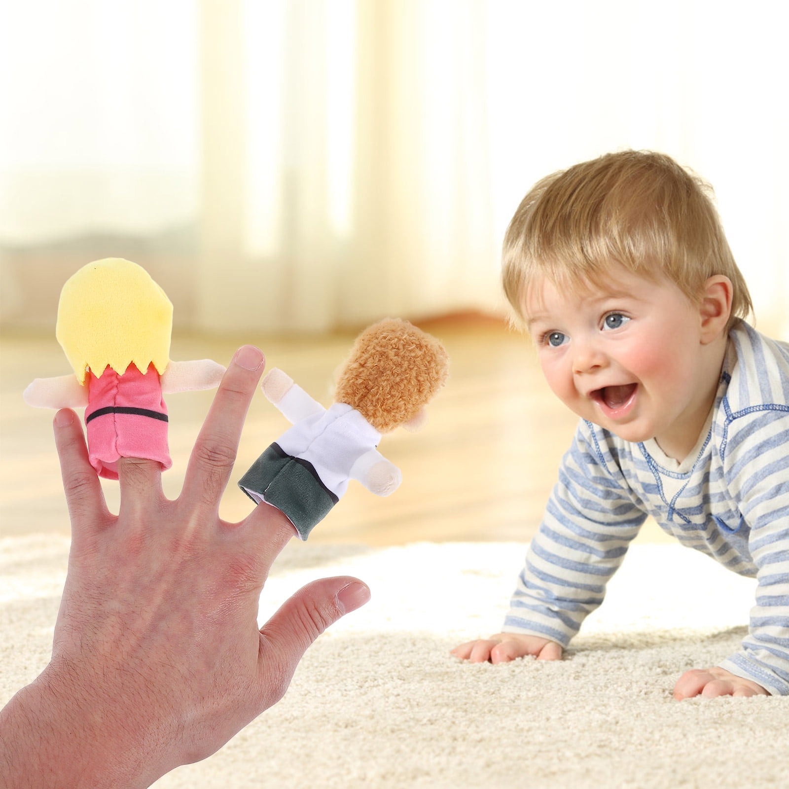 WHAMVOX 6pcs Family Members Finger Puppets Set Soft Plush Puppets for ...