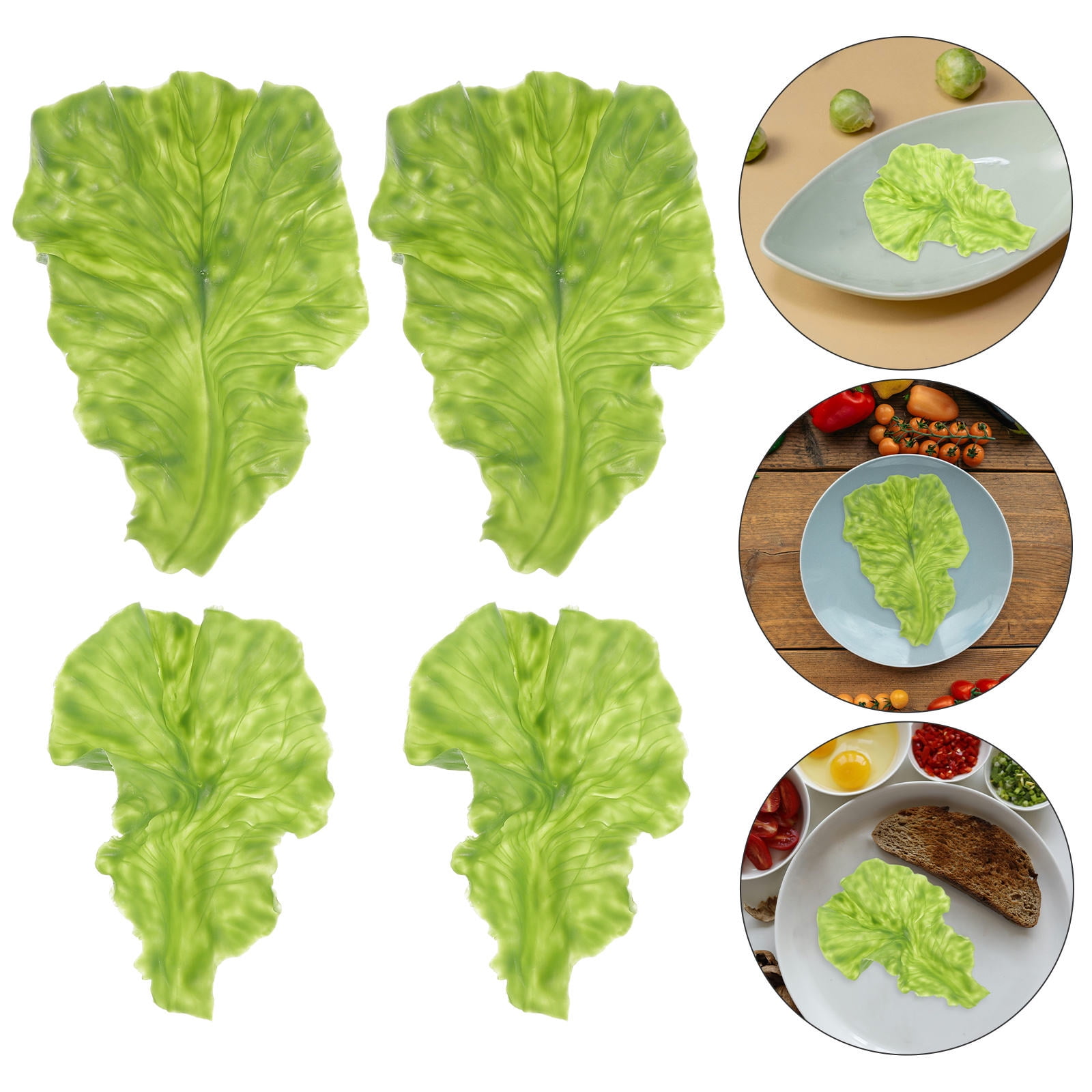 WHAMVOX 6pcs Faux Lettuce Leaf Fake Vegetable Model Kitchen Artificial ...