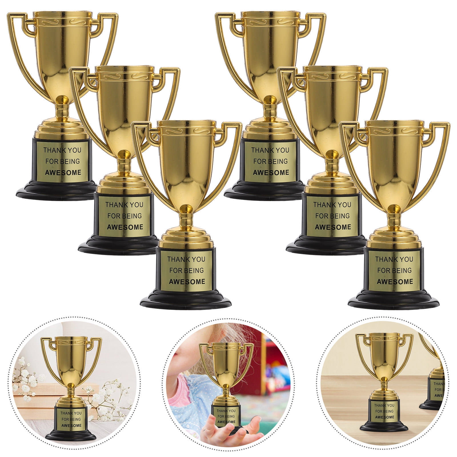 WHAMVOX 6pcs Gold Award Trophy Cups Plastic Gold Trophies for Party ...