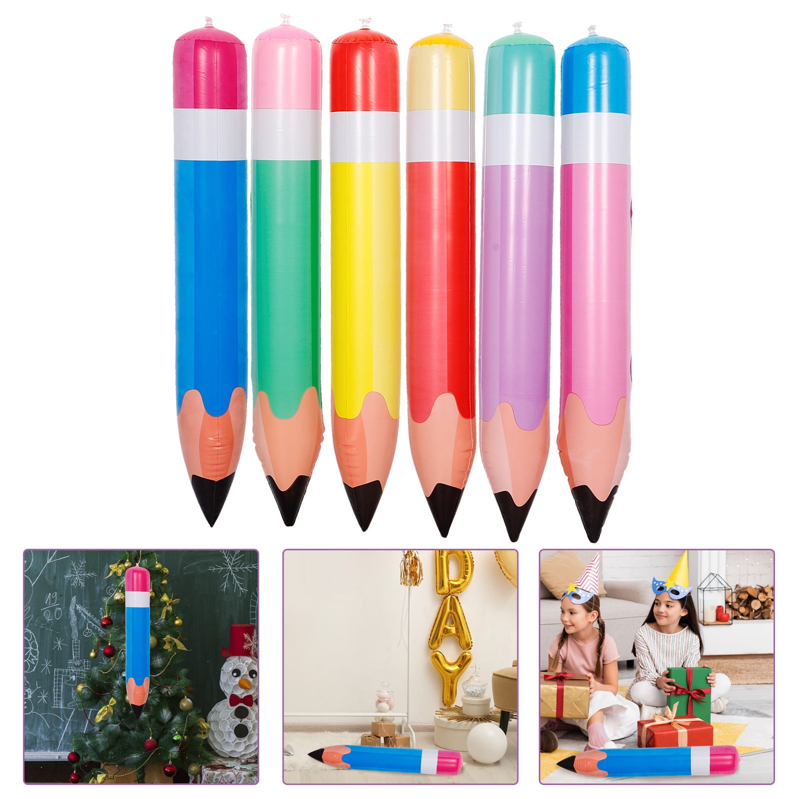 WHAMVOX 6pcs Inflatable Pencil Prop Giant Pencil Big Pencil Balloon ...
