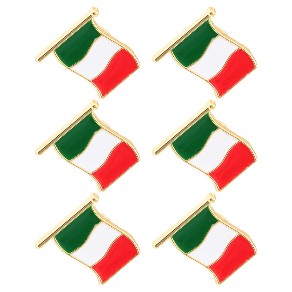 WHAMVOX 6pcs Italy Flag Metal Badge Pins for Decoration Easy to Use on ...