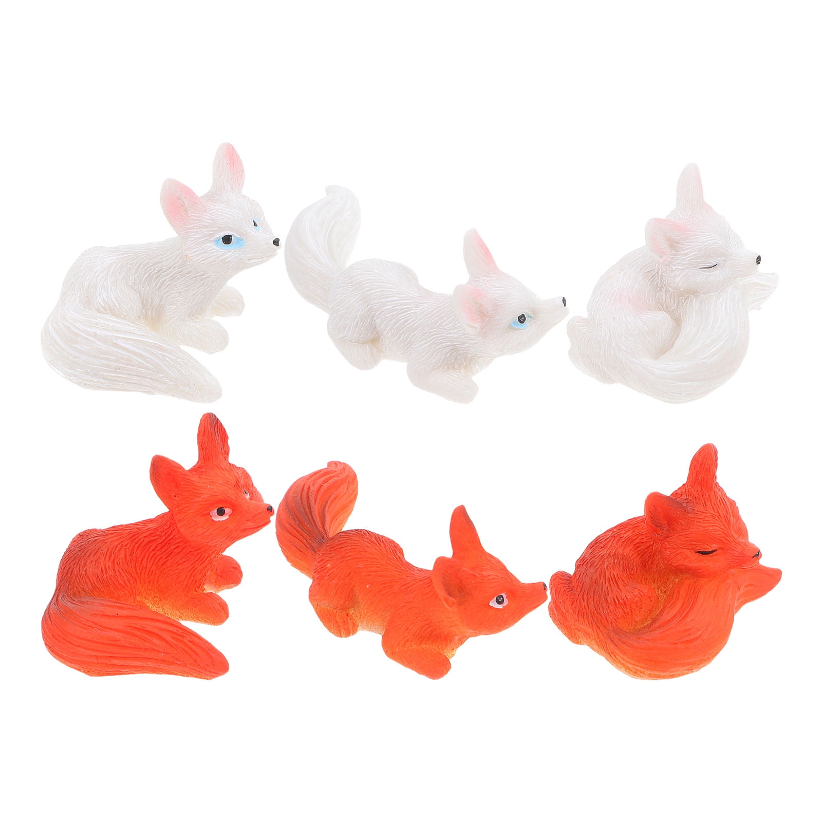 WHAMVOX 6pcs Mini Fox Figurines Cute Fox Ornaments for Garden Decor ...