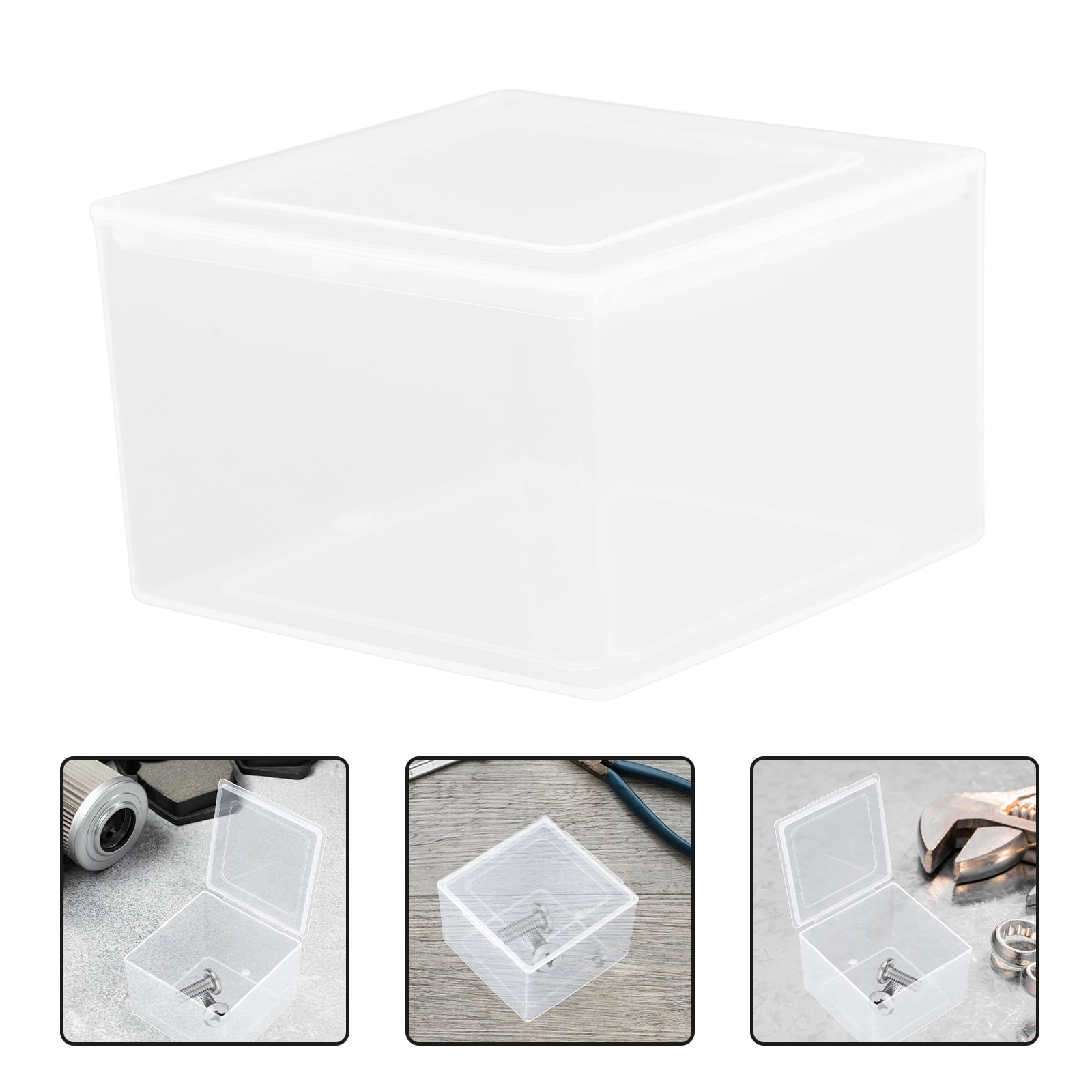 WHAMVOX 6pcs Mini Plastic Storage Containers Box With Lid Clear Square ...